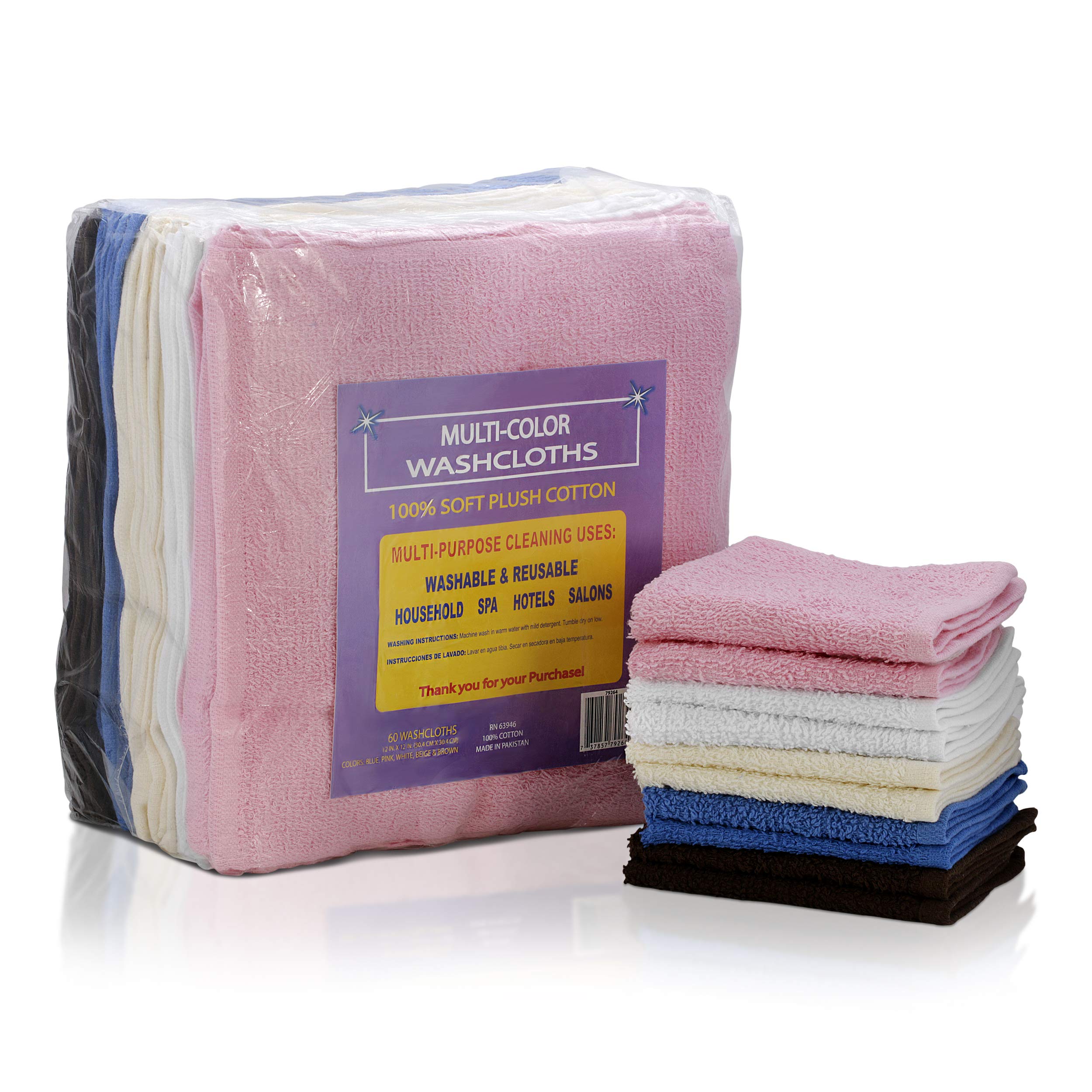 Simpli-Magic 79264 Cotton Washcloths, Size: 12â€_x009d_x12â€_x009d ...