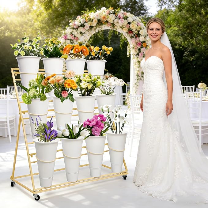 Amazon.com : Flower Display Stands With Buckets, With 12pcs Buckets, 3 ...
