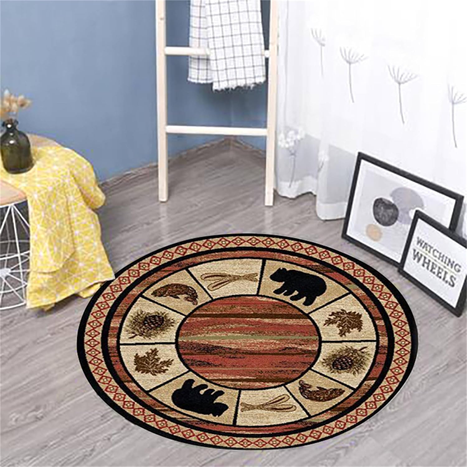 Amazon.com: ZCLRUG Rustic Bear Round Area Rug, 7ft, Classic Retro ...