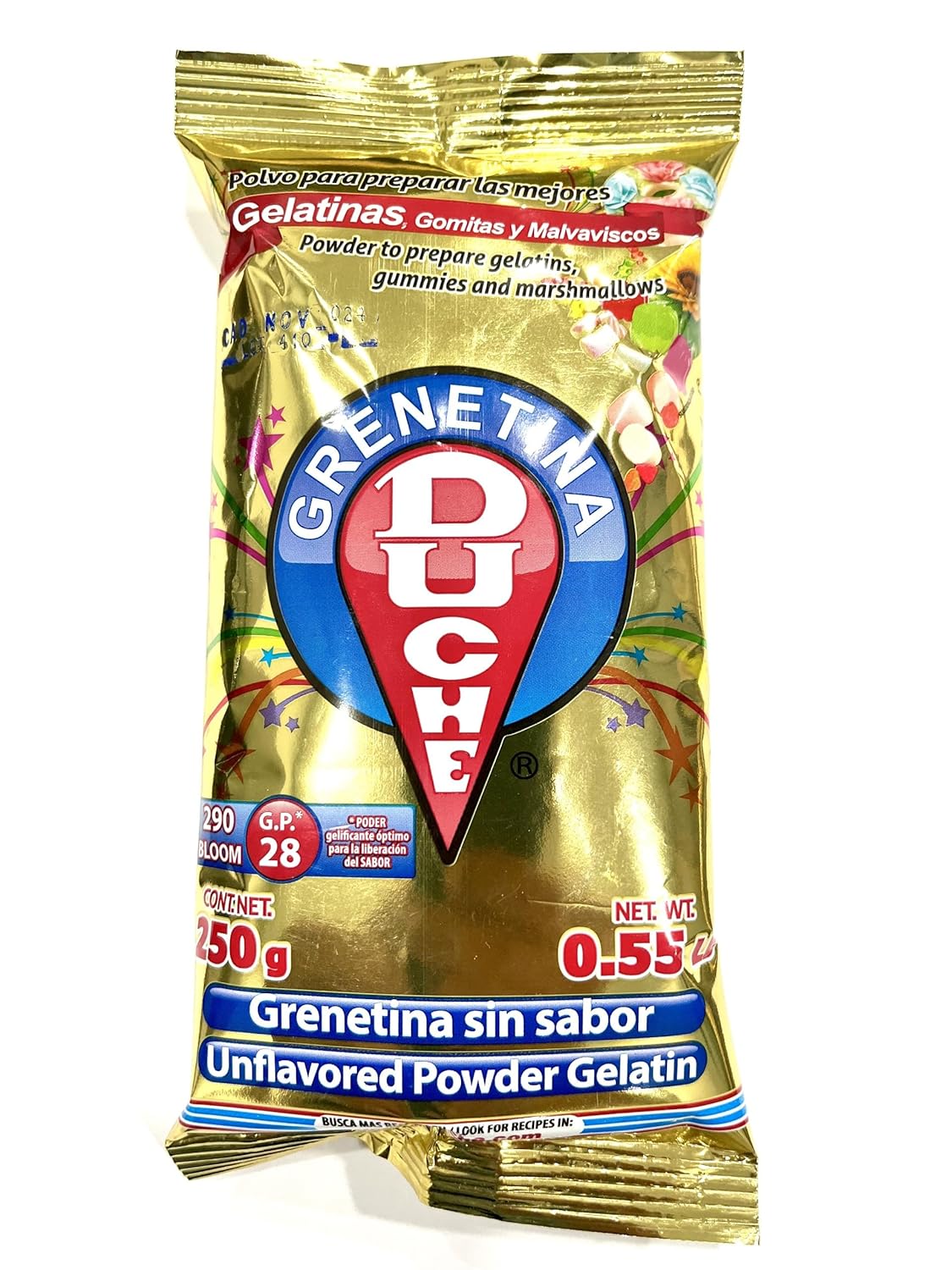 Amazon.com : Duche Grenetina Sin Sabor, Unflavored Powder Gelatin 250g ...