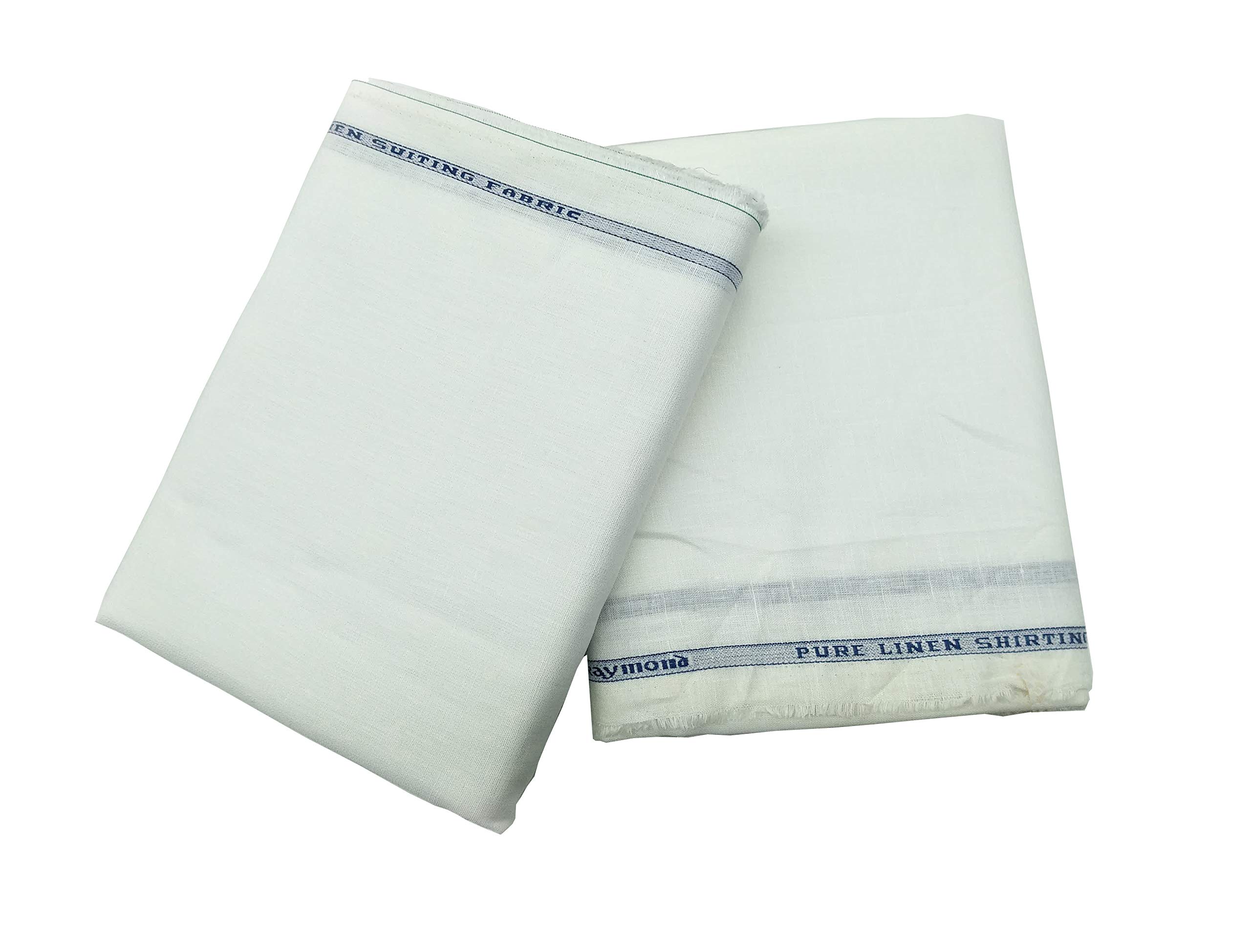 Raymond Fabrics Men's Combo of Unstitched 100% Pure Linen White Shirt ...
