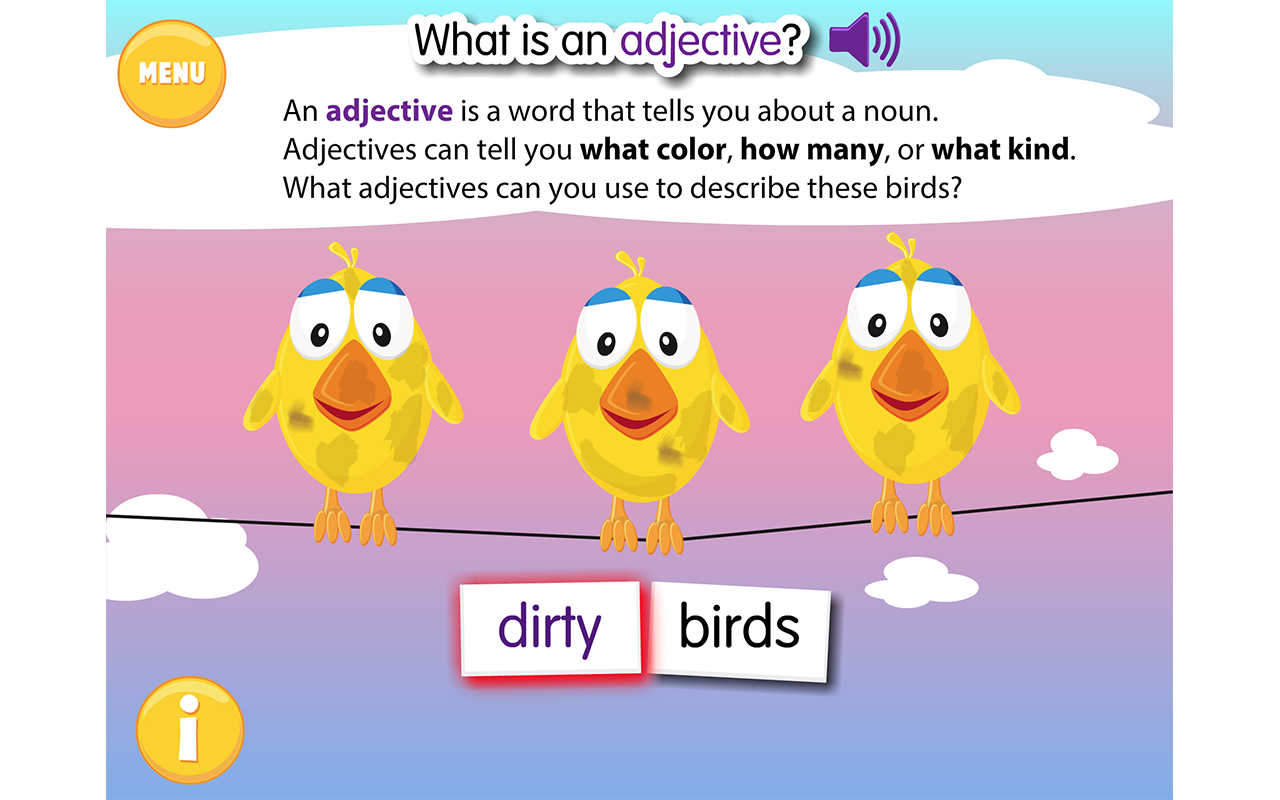 Birds on a Wire: Adjectives - App on Amazon Appstore