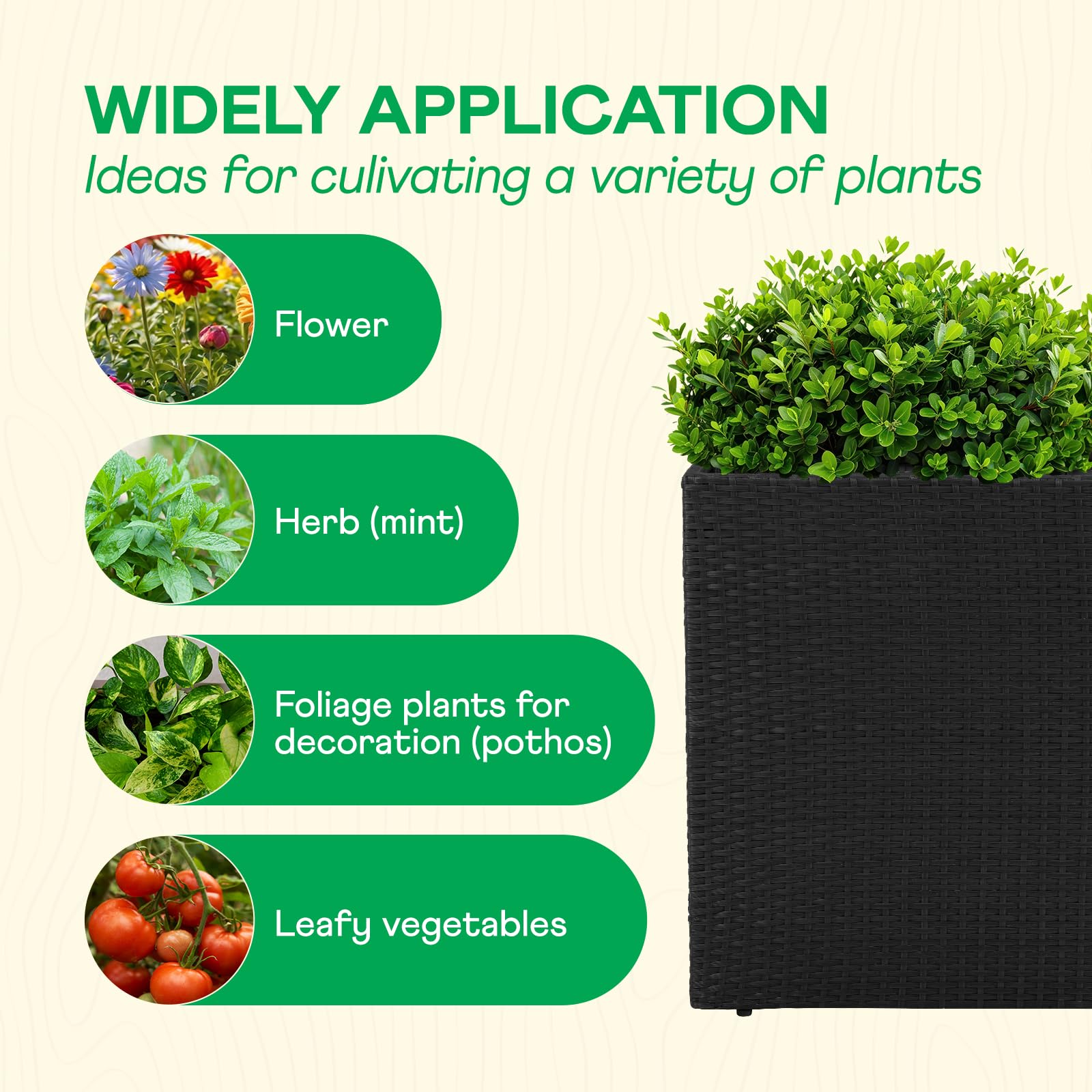 Snapklik.com : All Weather Wicker Planter Raised Garden Bed, 24 In Tall ...