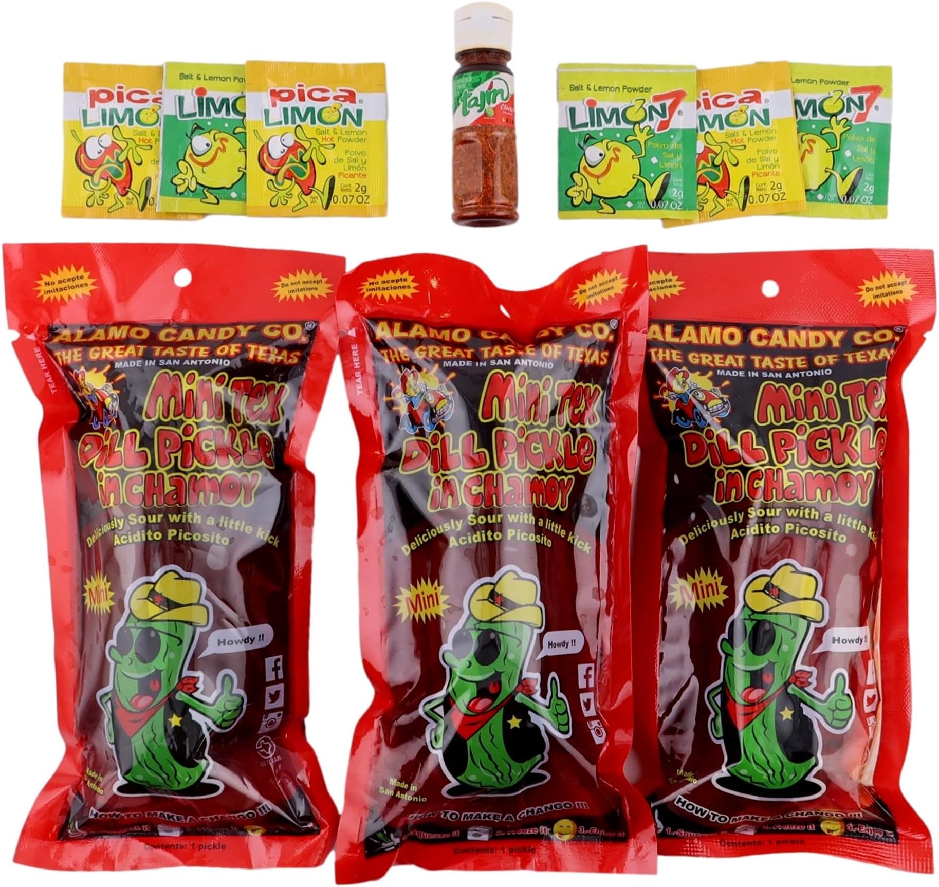 Amazon.com : Chamoy Pickle Kit with Tajin, Lemon & Lime by Happy Packs ...