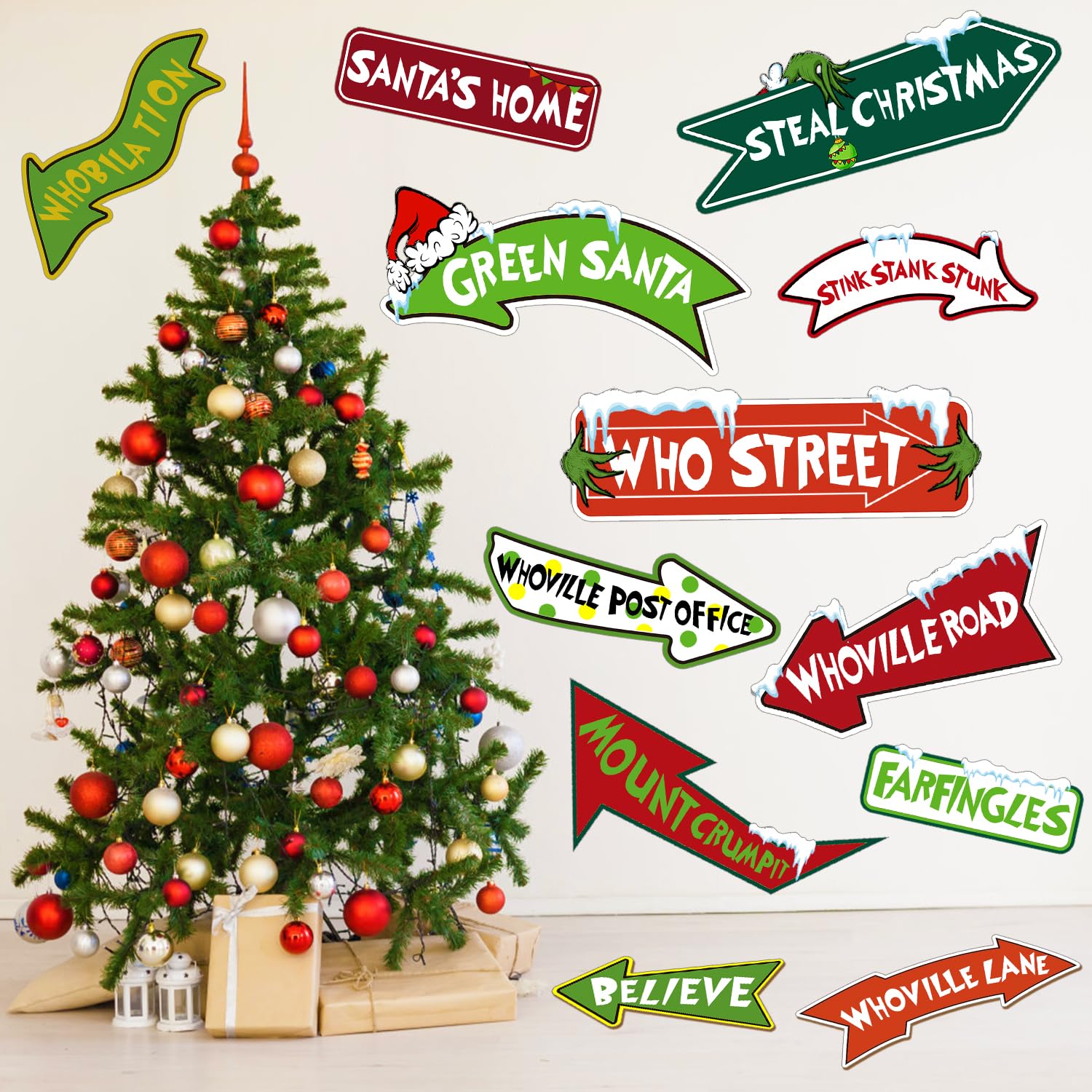 Amazon.com: DIYDEC Large Christmas Floor Stickers Clings 12pcs Self ...
