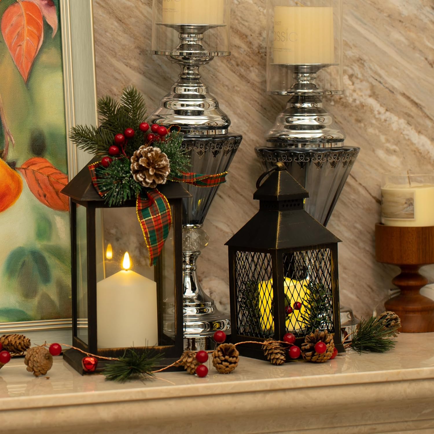 HN HAIINAA Farol decorativo de Navidad parpadeante sin llama con ...