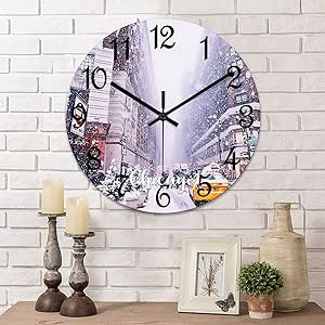 Amazon.com: Mighun Chicago City Skyline Landscape Wall Clock Chicago 12 ...