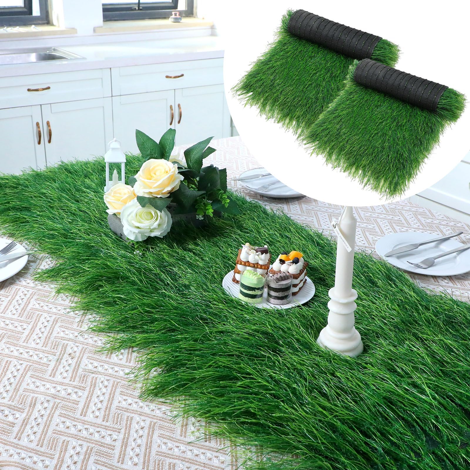 Amazon.com: Janinka 2 Pcs Artificial Grass Table Runner 15.75 x 48 Inch ...