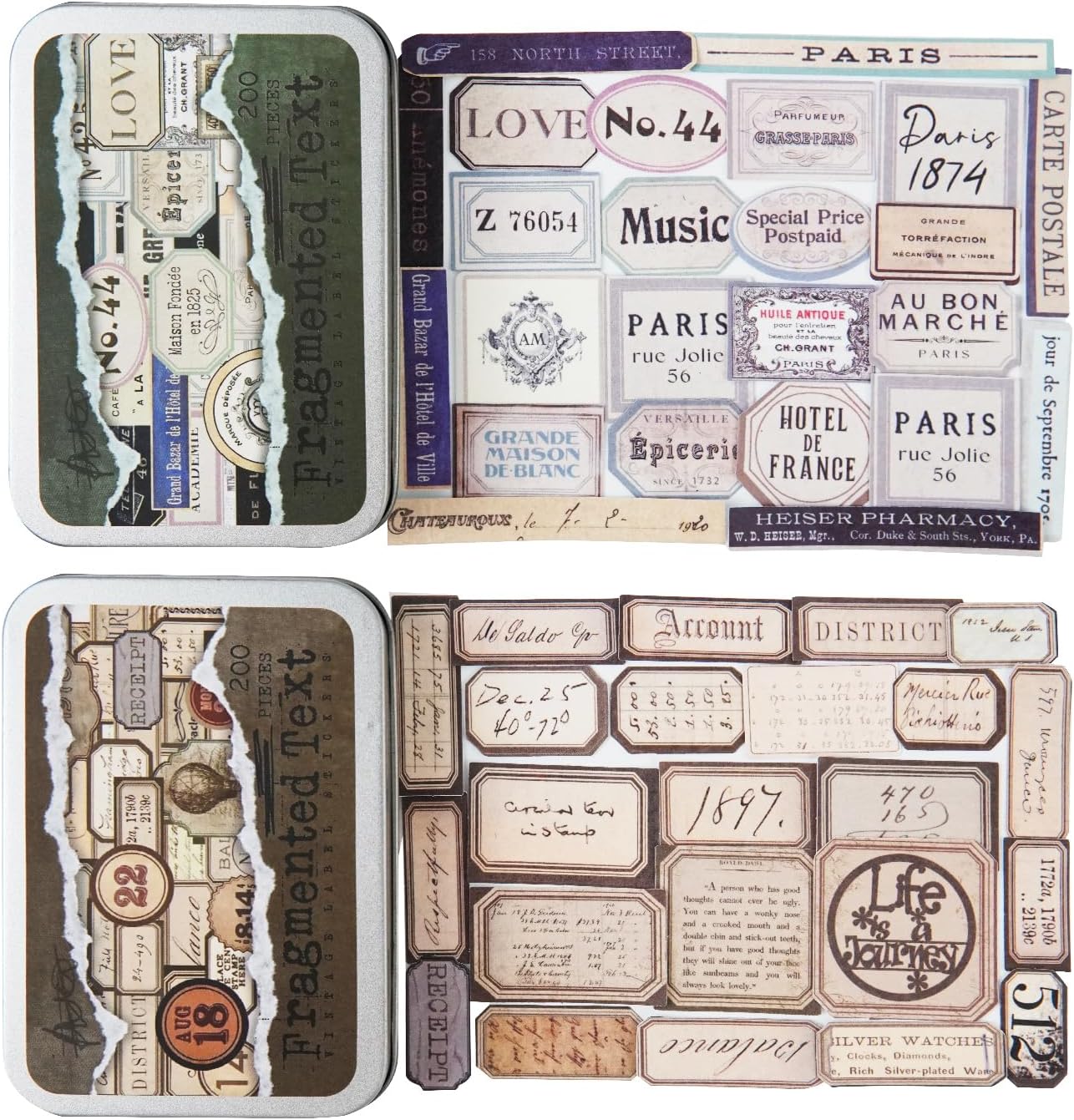 Amazon.com: 180pcs Vintage Scrapbook Paper Stickers Label Stickers Set ...