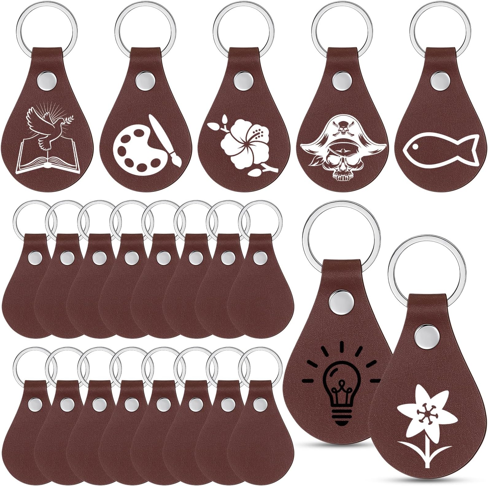 Amazon.com: Geetery 100 Pcs PU Leather Key Fob Kit Blanks Key Fob Bulk ...