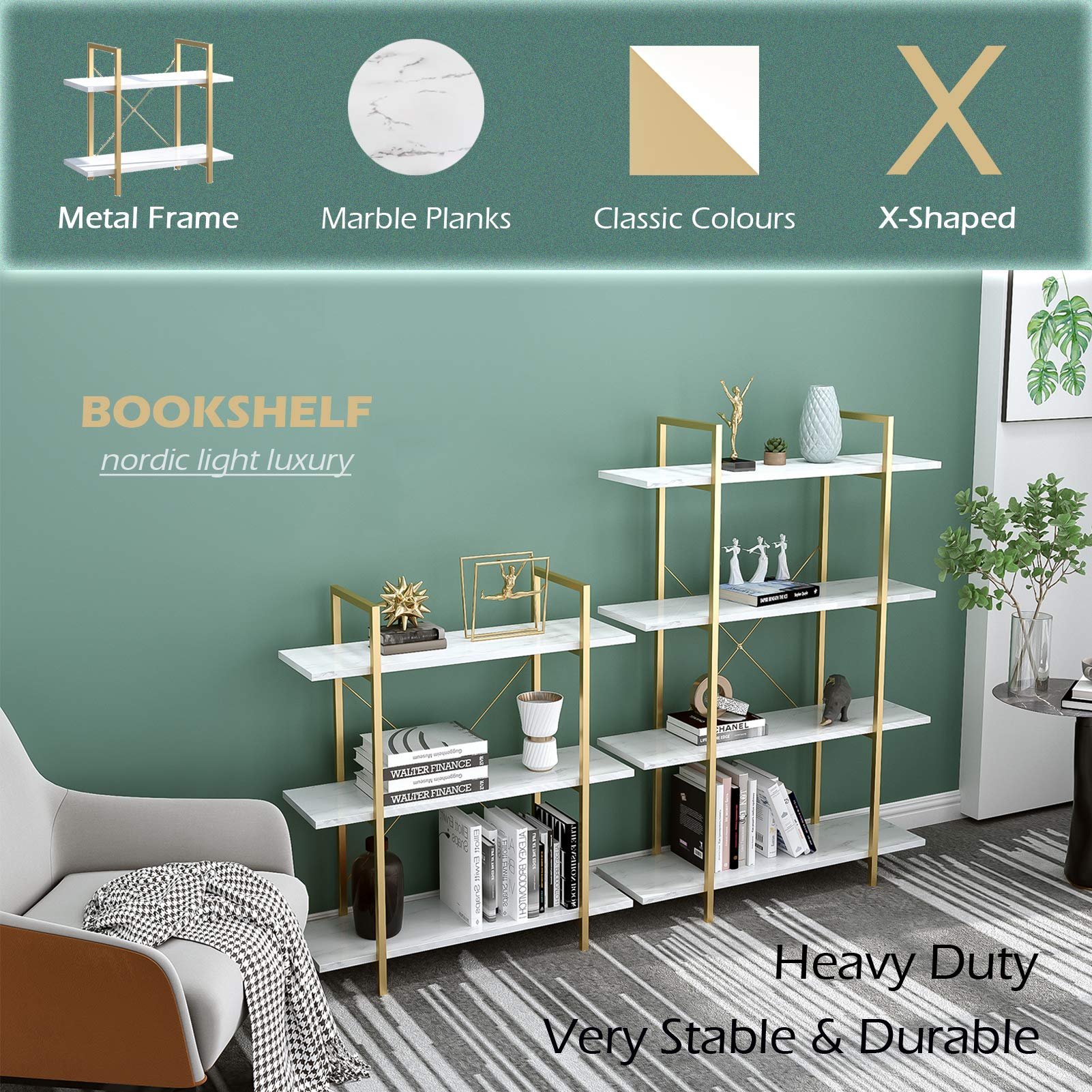 IOTXY 4-Tier Open Shelf Bookcase - Modern Freestanding Wooden Display ...