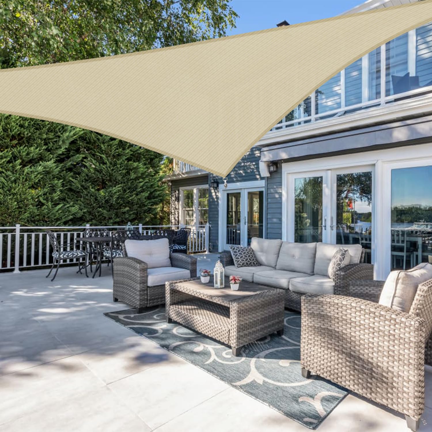 Amazon.com : FLORALEAF Right Triangle Sun Shade Sail Beige 28'x28'x40 ...