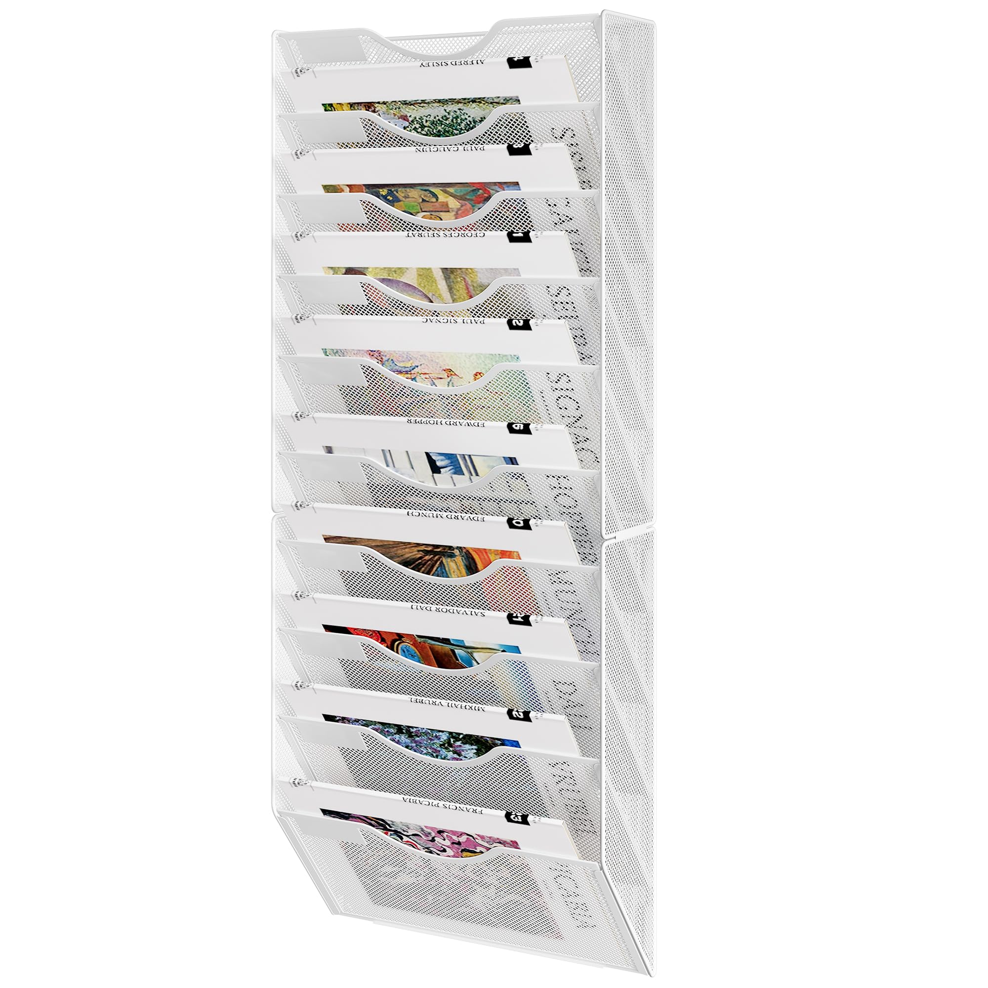 Solinxe Hanging Wall File Holder 10 Tier Paper Document Storage ...