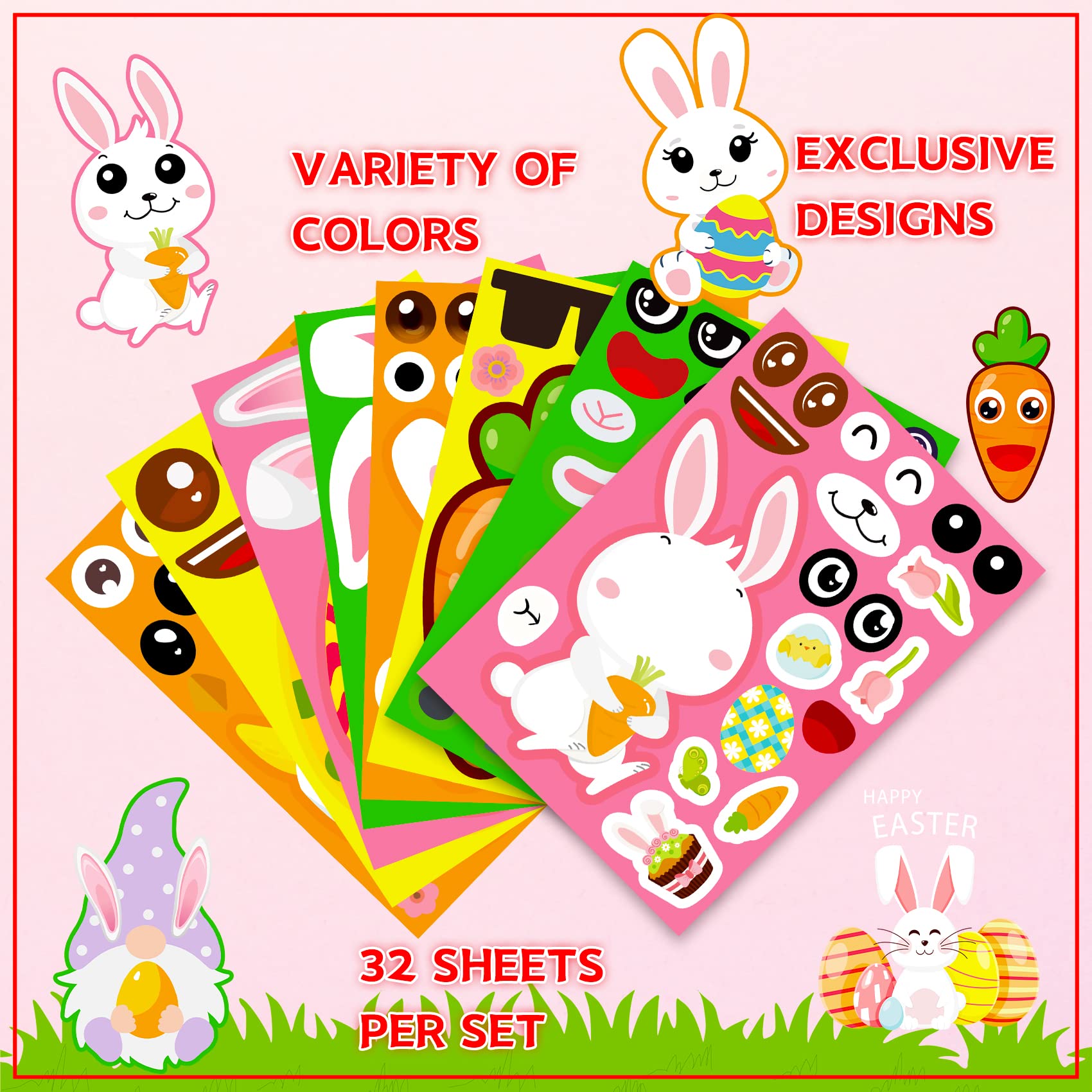 Snapklik.com : Funnlot Easter Stickers For Kids, 32PCS Easter Make A ...