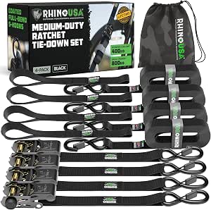 Rhino USA Spanngurte (4er-Pack) - 2.5cmx4.6m (800kg Bruchlast ...