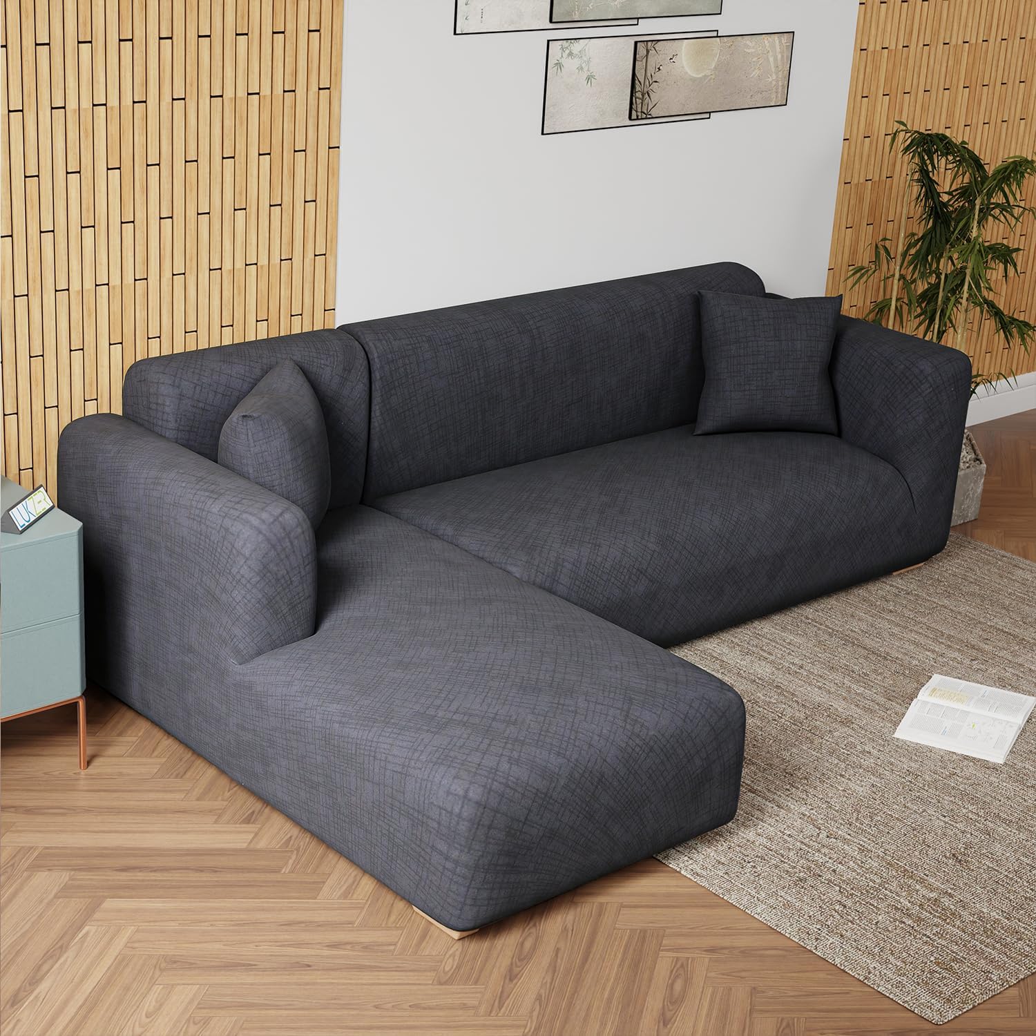 Lukzer L-Shaped Sofa Cover for Living Room Furniture, Stretchable ...