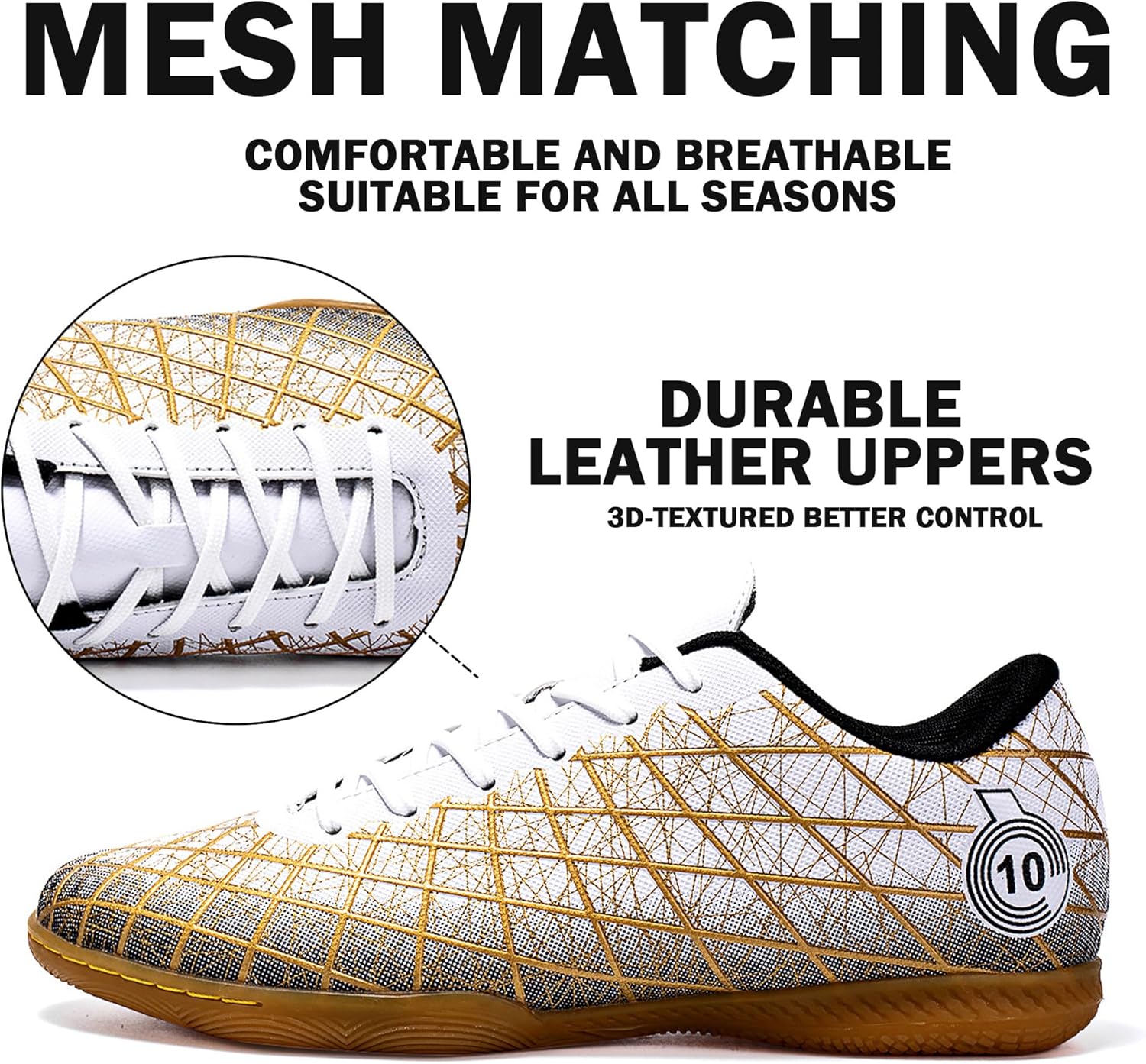 Men ' Indoor Soccer Shoes Lace-Up Texture Football/Futsal Shoes for ...