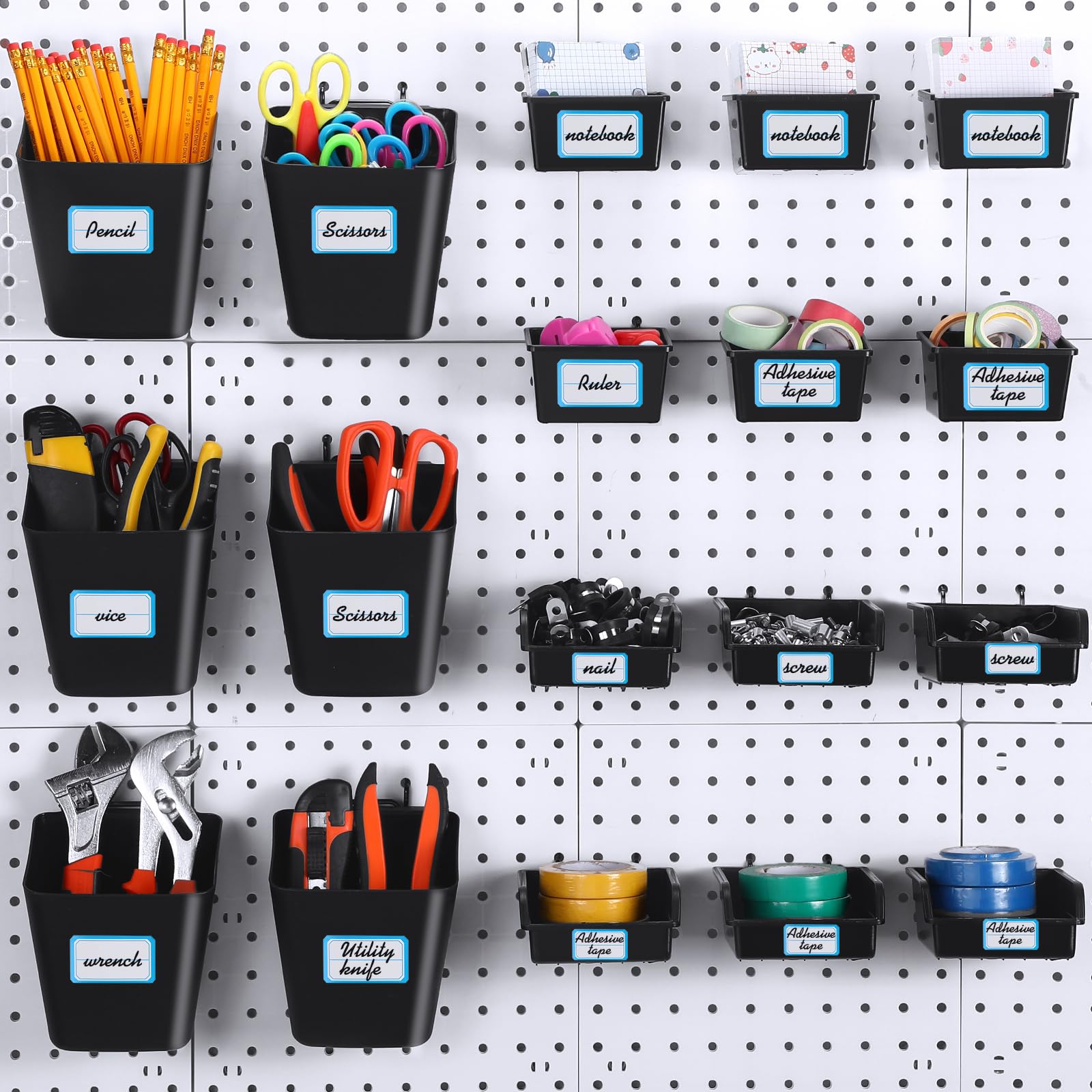 Amazon.com: Uiifan 18 Set Pegboard Cups Kit Plastic Pegboard Bins with ...