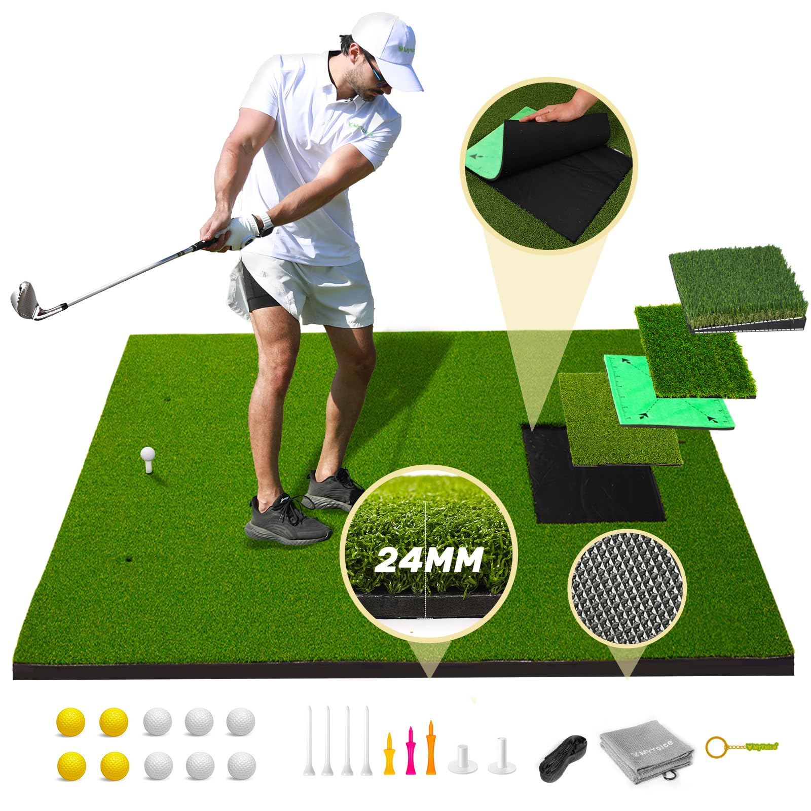 Pro Thickened Golf Mat Set - 5x4ft | Premium Indoor/Outdoor Training ...