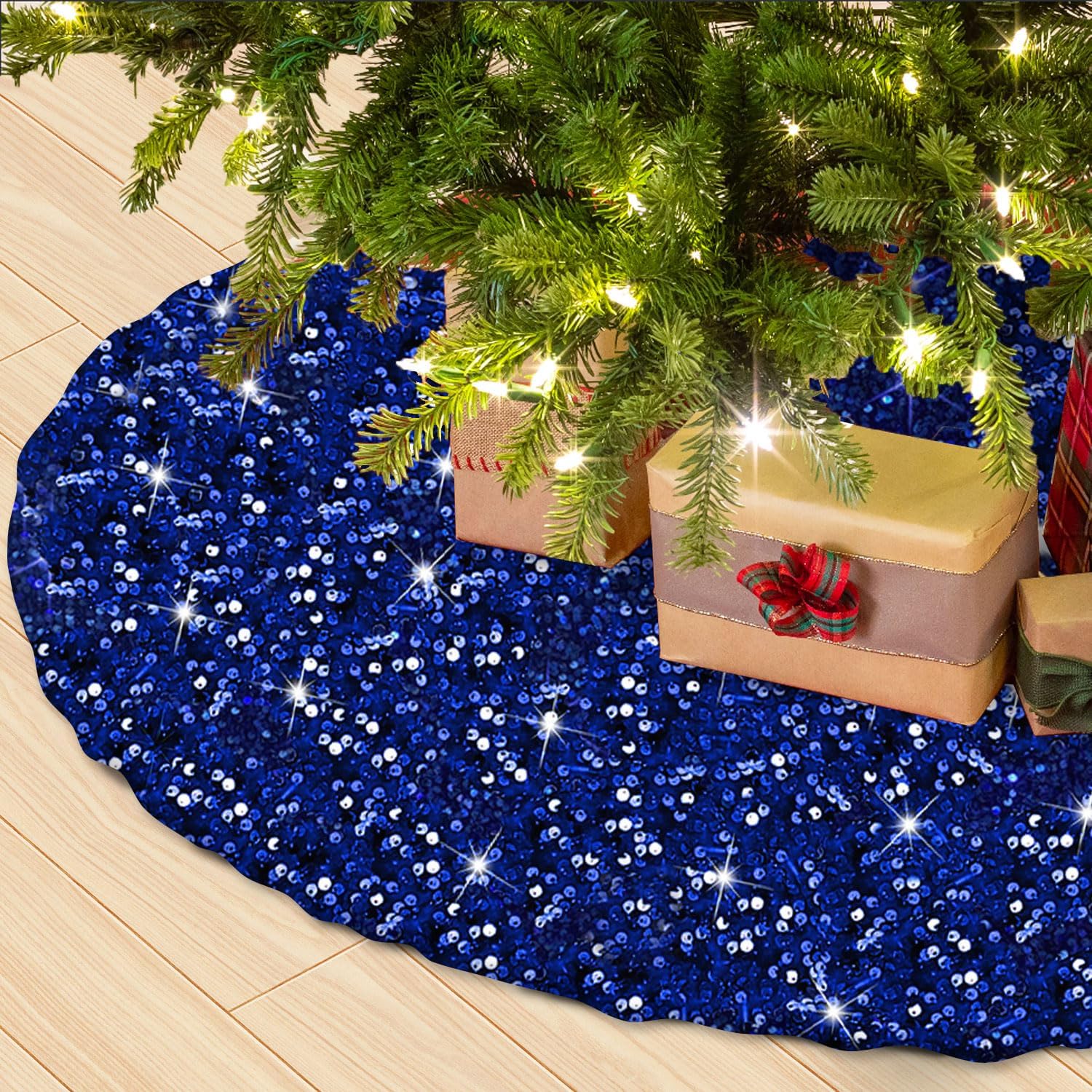 Amazon.com: WUPIOS Royal Blue Christmas Tree Skirt Small 21 Inch Velvet ...