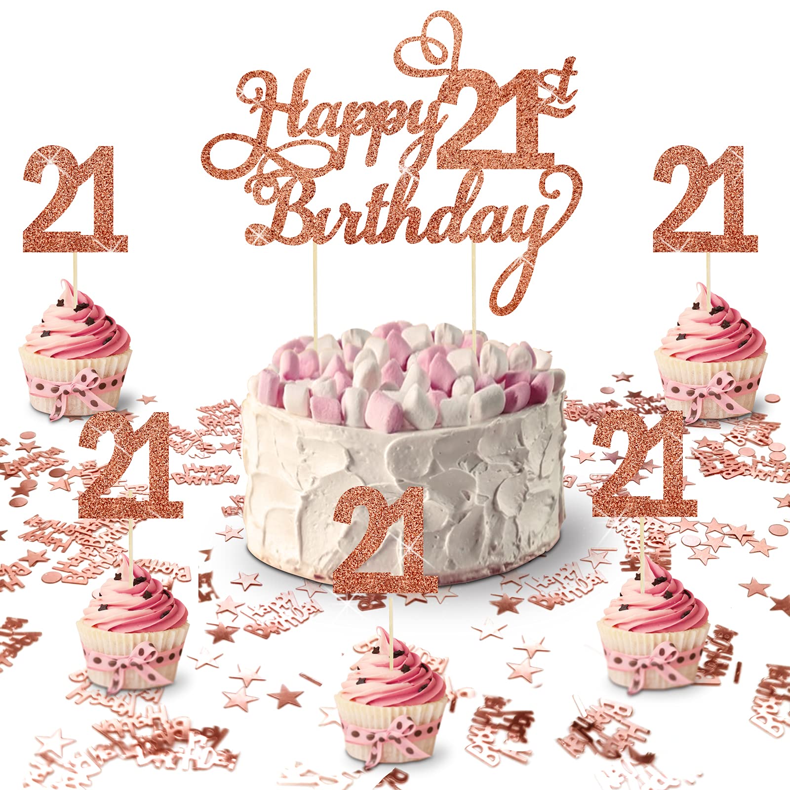Buy 1 12 Pack 21st Birthday Cake Toppers Rose Gold For Girls Happy buy-1-12-pack-21st-birthday-cake-toppers-rose-gold-for-girls-happy