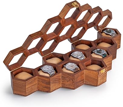INANOSA Men’s Watch Box Organizer – Dark Rosewood Display Case with ...