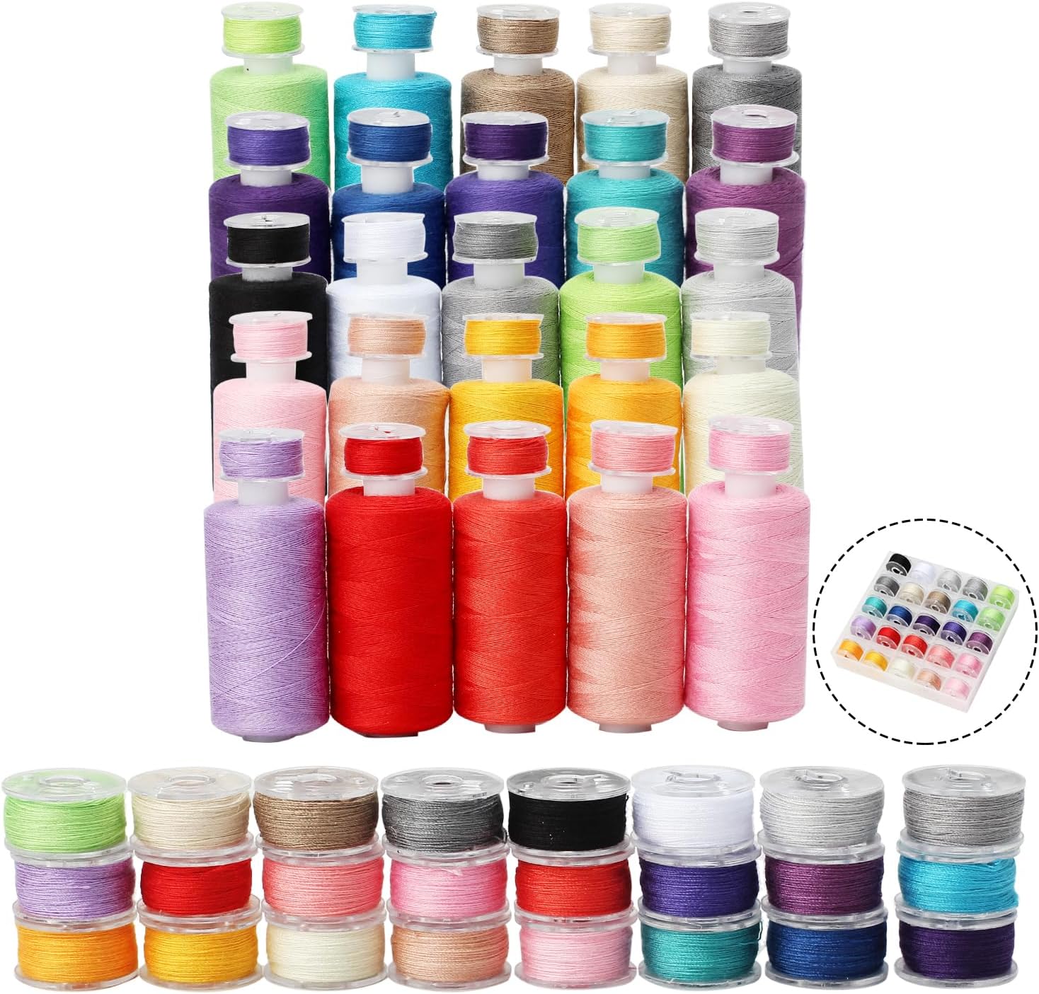 Amazon.com: 50Pcs Bobbins Sewing Threads Kit 25 Colors 500 Yards Sewing ...