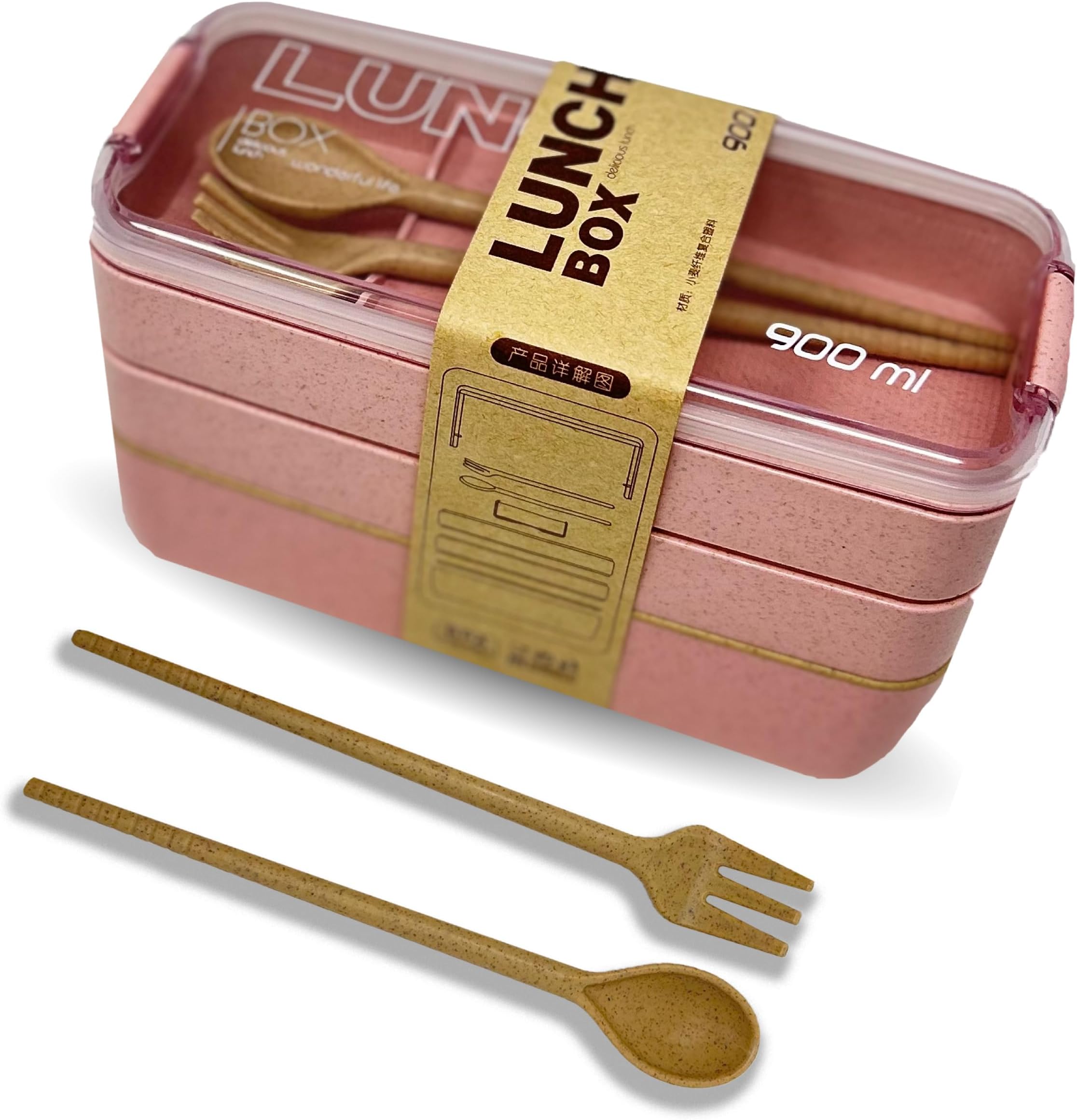 MYCROWN Bento Box with Cutlery Set - 3 Layer Compartment Stackable ...