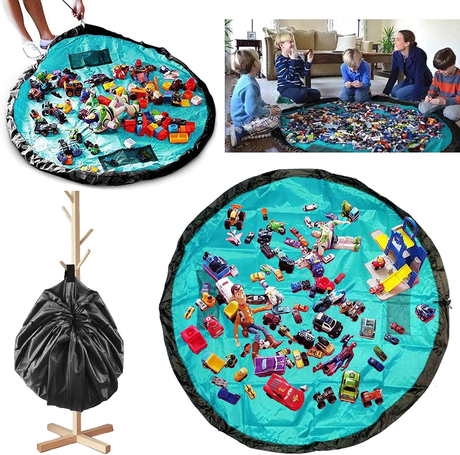 Youdepot Children's Play Mat & Toys Storage Bag - 60" Baby Kids Play ...