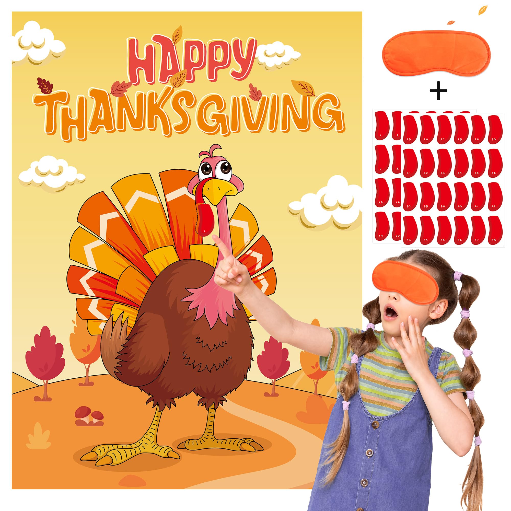 Amazon.com: Thanksgiving Games for Kids Pin the Snood on the Turkey ...