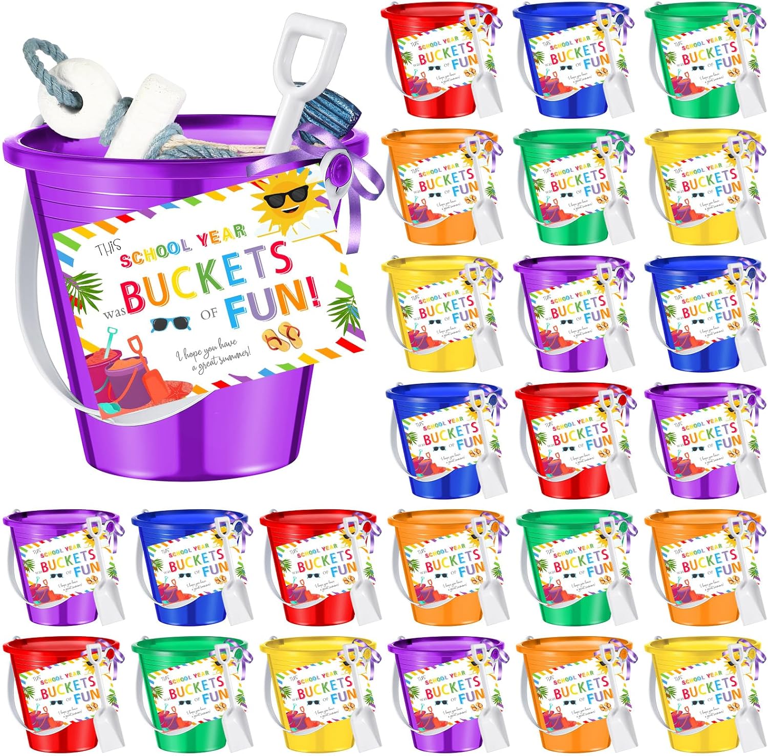 Amazon.com: Gemscream 24 Sets End of Year Student Gifts 5'' Sand Bucket ...
