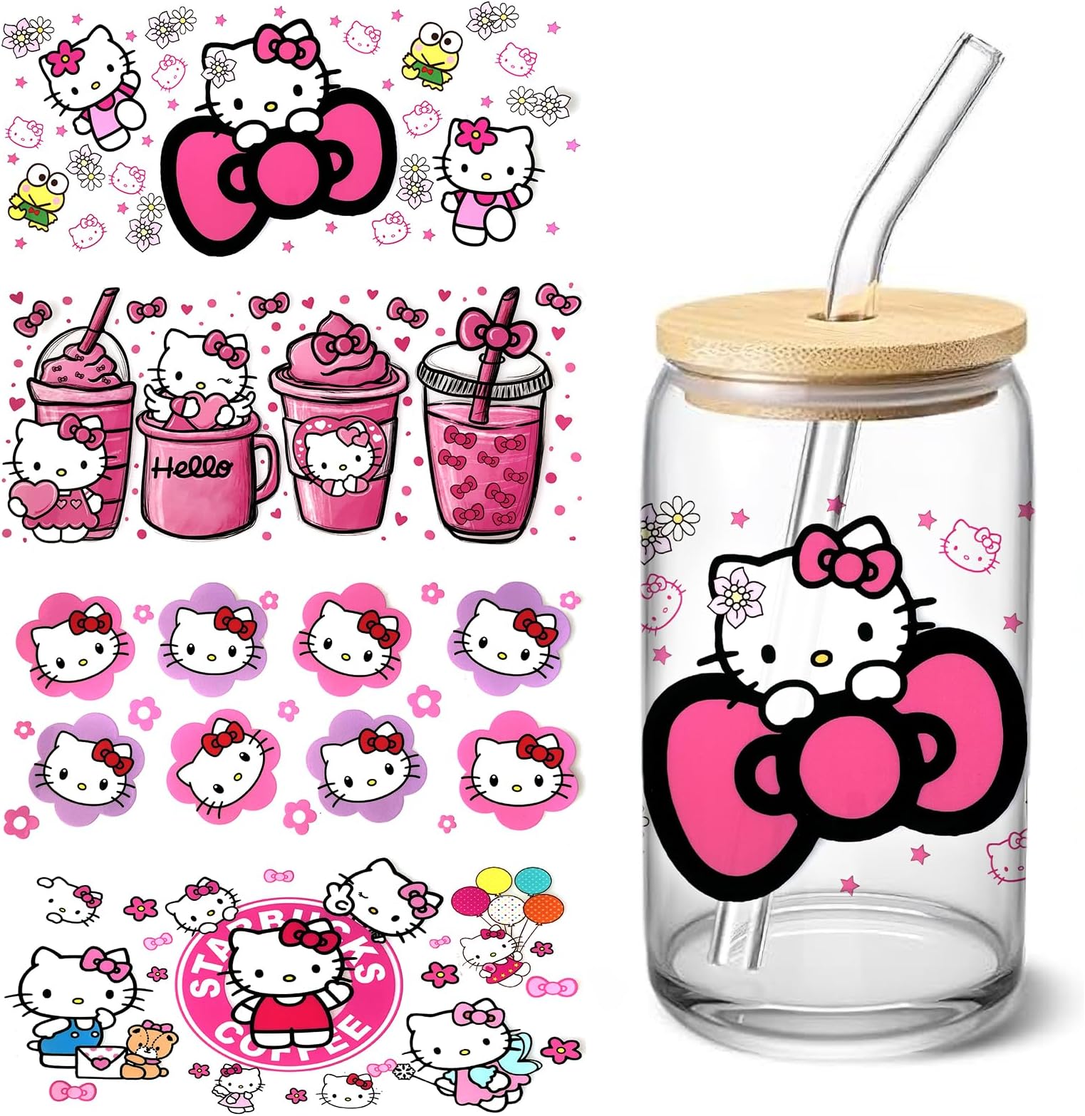 Amazon.com: UV DTF Cup Wrap, Cartoon Transfer Stickers for Glass Cups ...