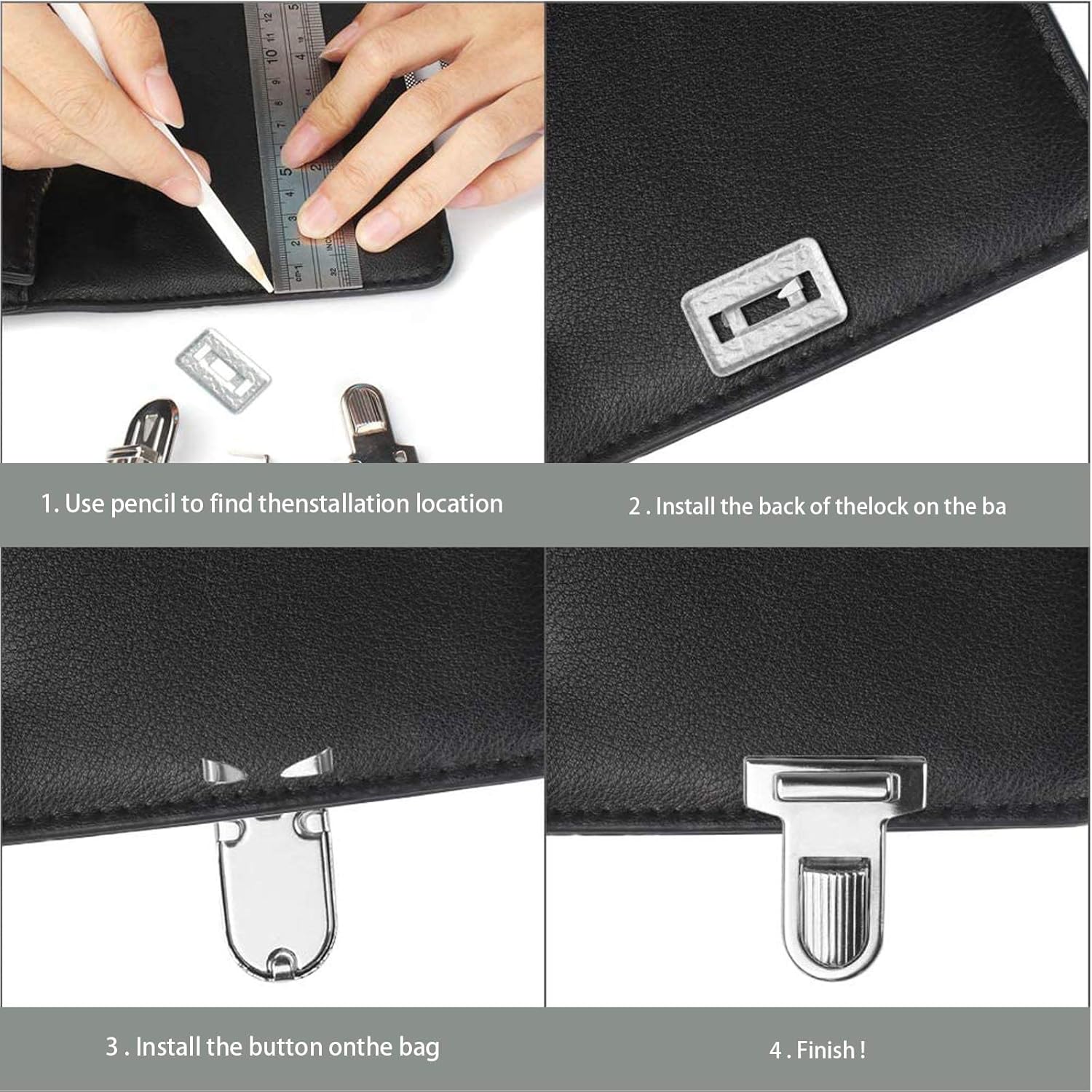 20 Sets of Bag Tuck Lock Clasp Catches Metal Thumb Duck Tongue Hasp ...