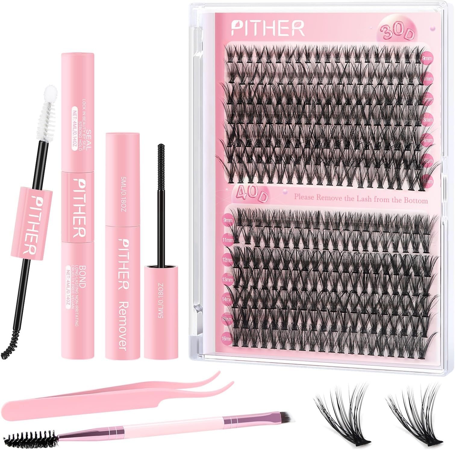 Amazon.com: PITHER Eyelash Extension Kit 280PCS, Mix 30D 40D 9-16mm ...