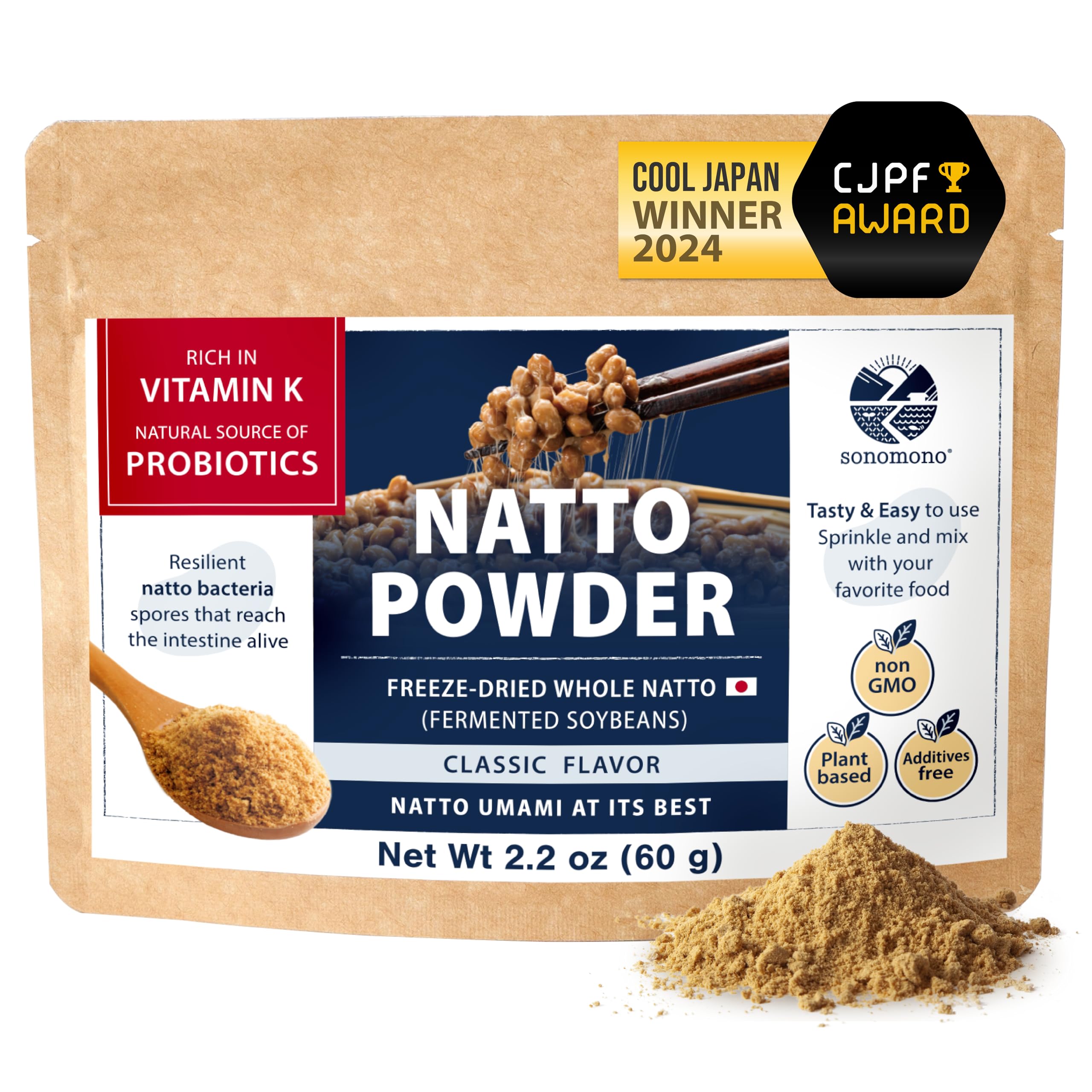 Buy 10g More-Japanese Natto Classic, Fermented Soybean Powder for Gut , Non-GMO, Vegan, Low ...