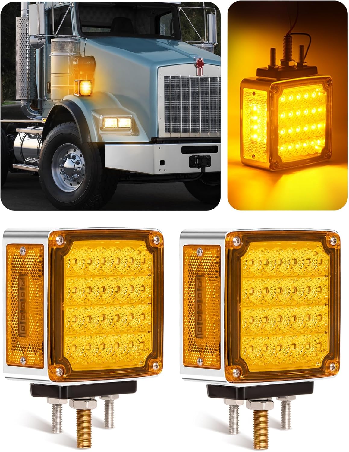 Amazon.com: ASNOO 2PCS Amber Square Double Face 60 LED Turn Signal ...