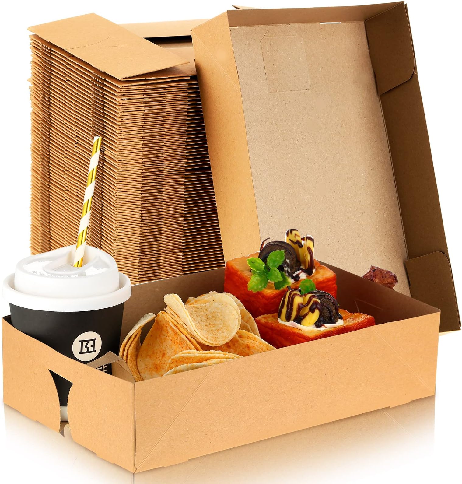 Amazon.com: Eersida 100 Pieces Paper Food Trays Disposable Movie ...