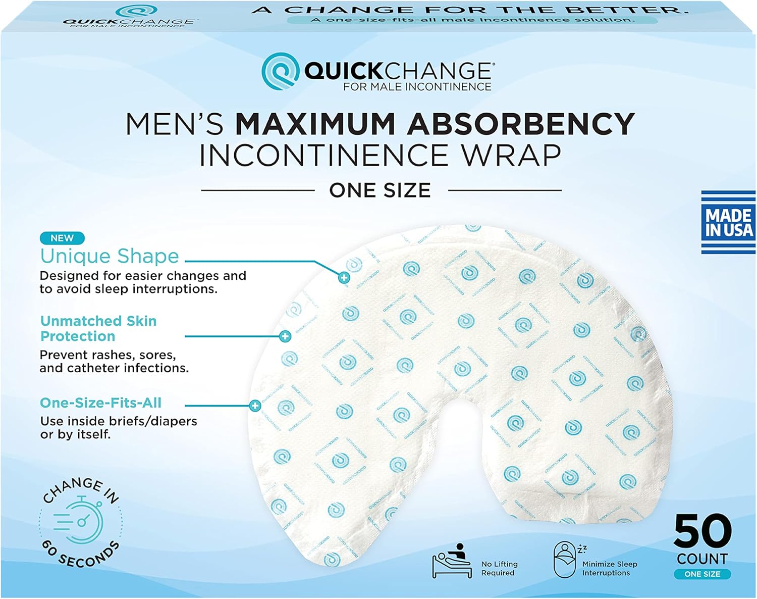 QuickChange Men's Incontinence Wrap, Maximum Absorbency Catheter ...