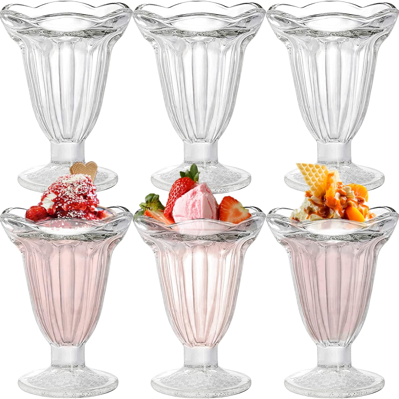 Amazon.com | WHOLE HOUSEWARES | Ice Cream Sundae Glasses Set of 6 ...