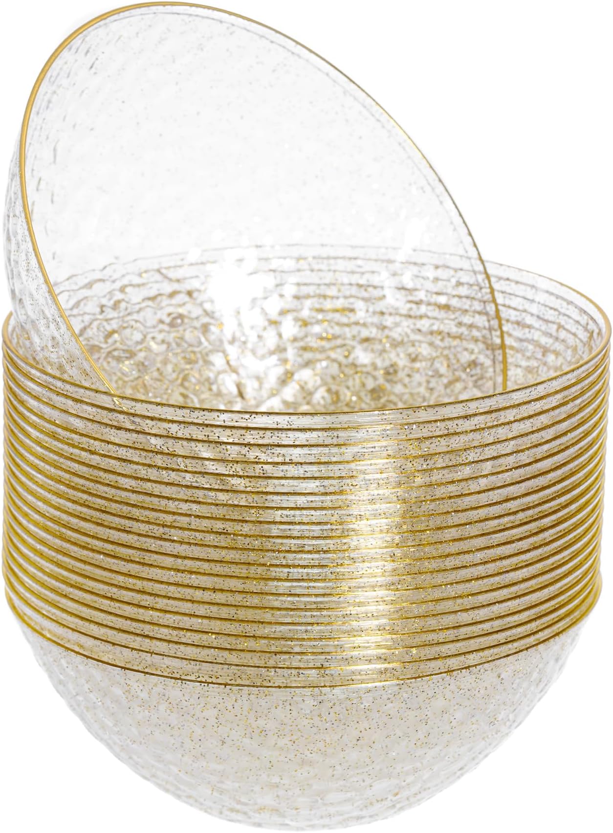 EURO CLASSIC Pack of 10 Glittered Silver Plastic Serving Bowls 12oz ...