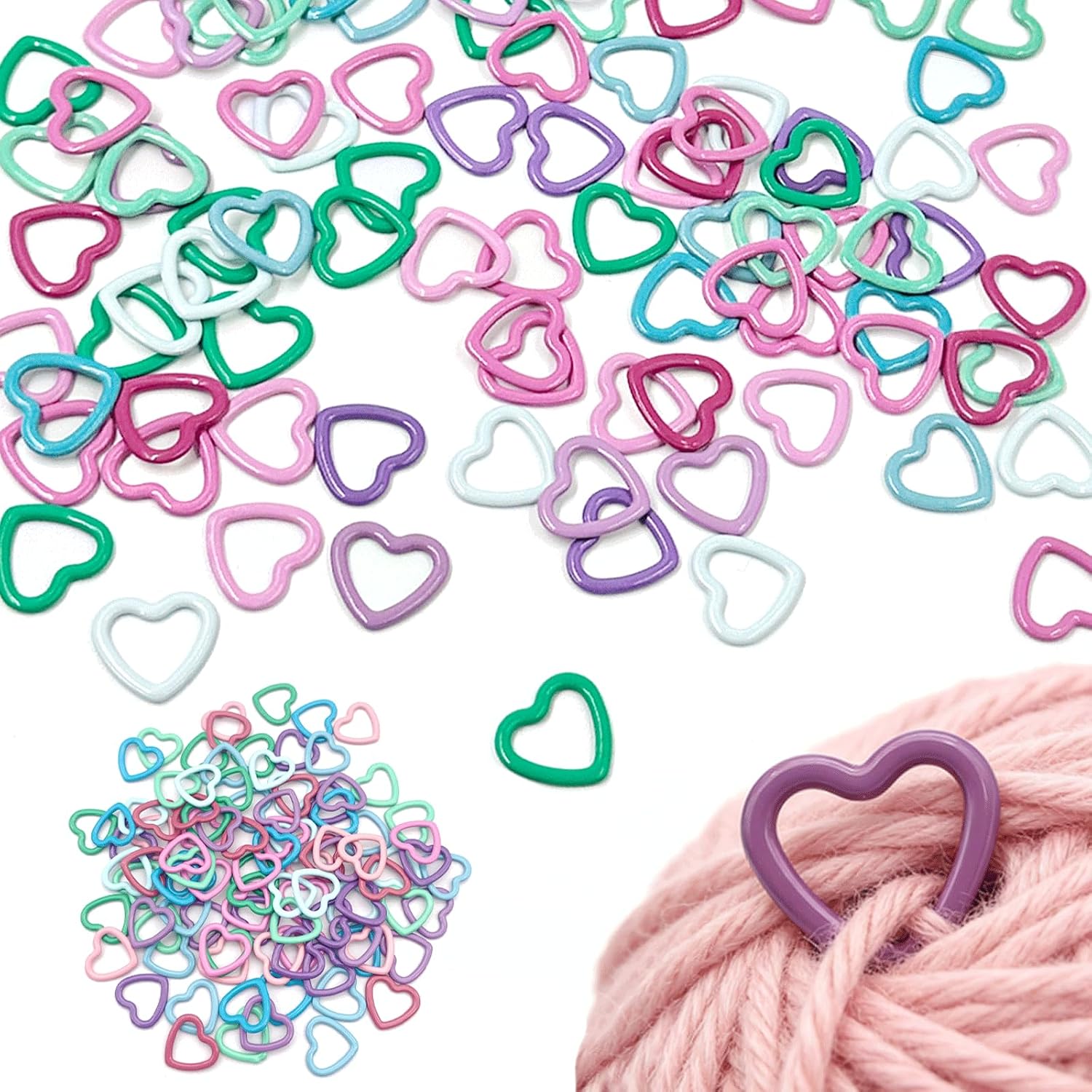 Amazon.com: 100PCS Heart-Shaped Metal Stitch Markers, Colorful Baked ...