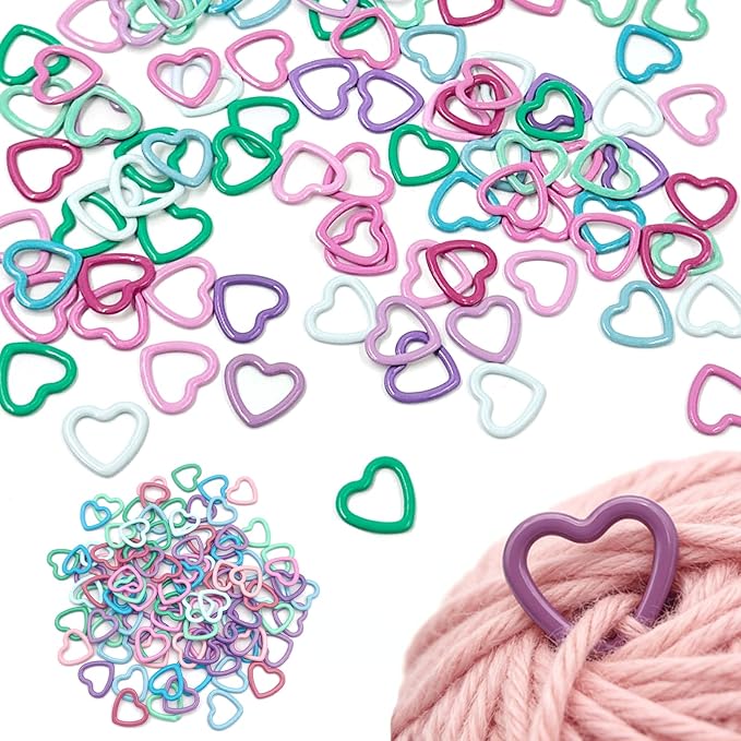 Amazon.com: 100PCS Heart-Shaped Metal Stitch Markers, Colorful Baked ...