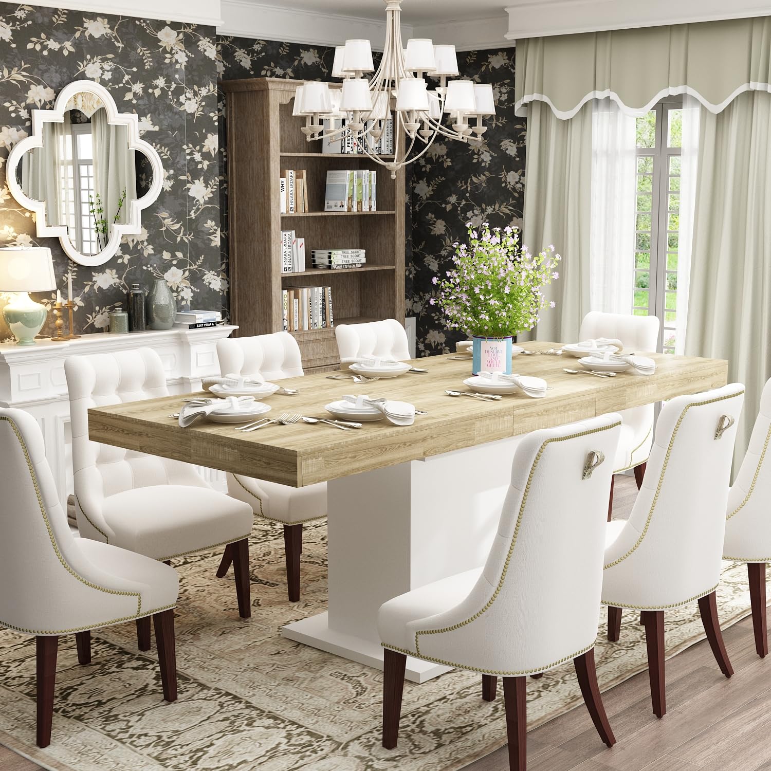 Amazon.com - TAMUNE Dining Table for 4-8 People, Extendable Large ...