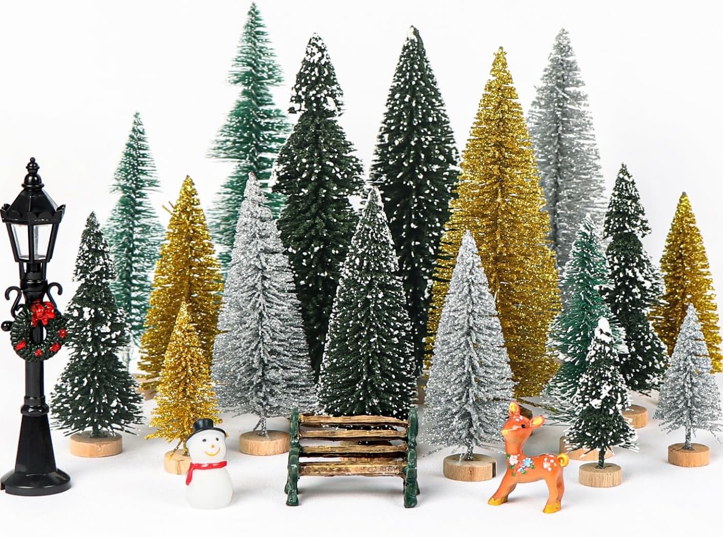 Amazon.com: AerWo 21pcs Mini Bottle Brush Christmas Trees, Winter ...