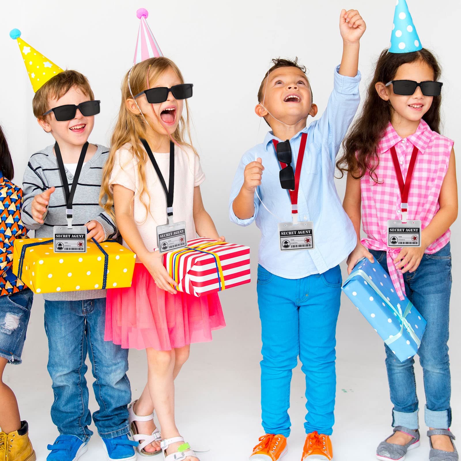 Umigy 48 Pcs Secret Agent Name Tags and See Behind You Sunglasses ...