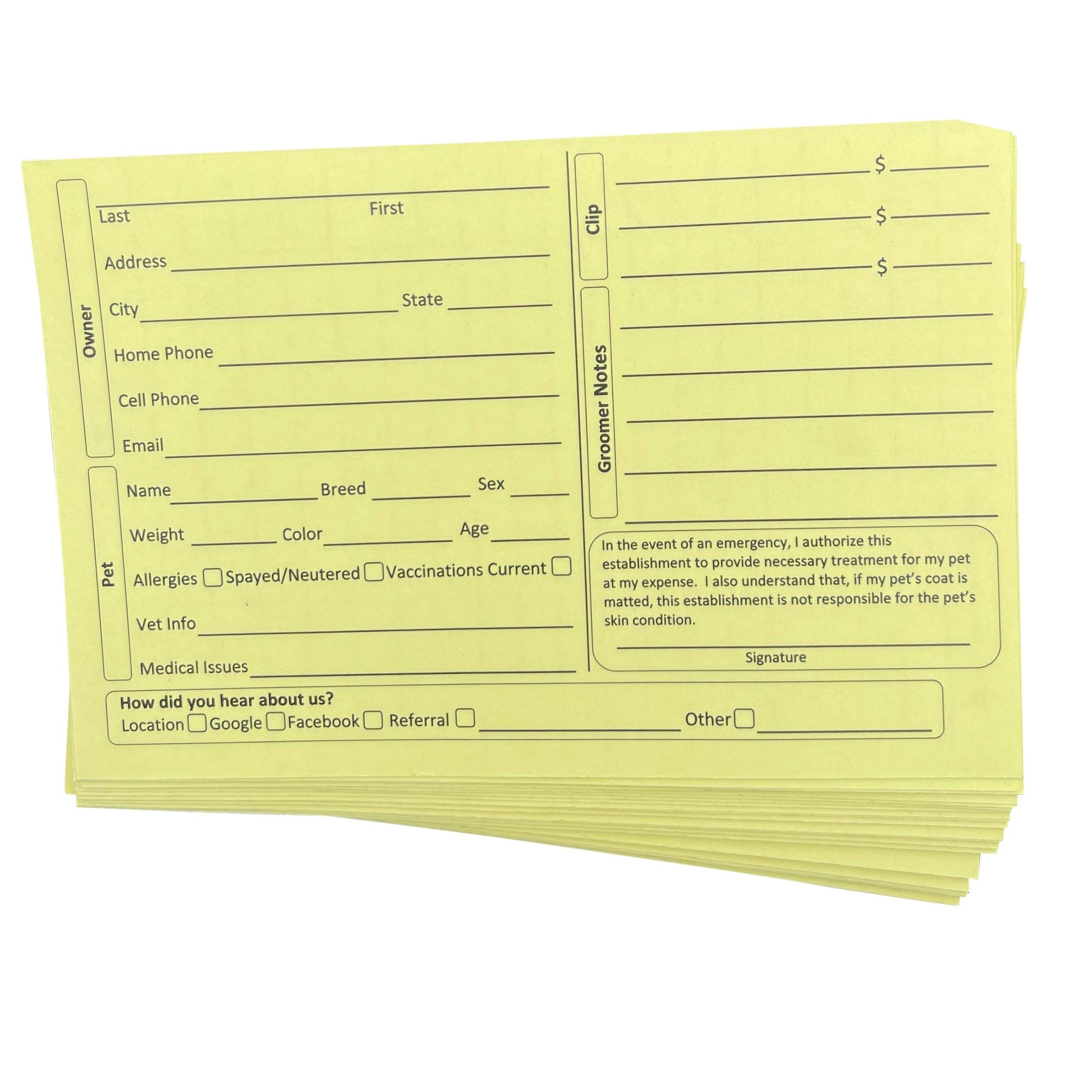 Amazon.com: Yellow Dog Grooming Client Cards 4X6 (100 Pack, 4 X 6 ...