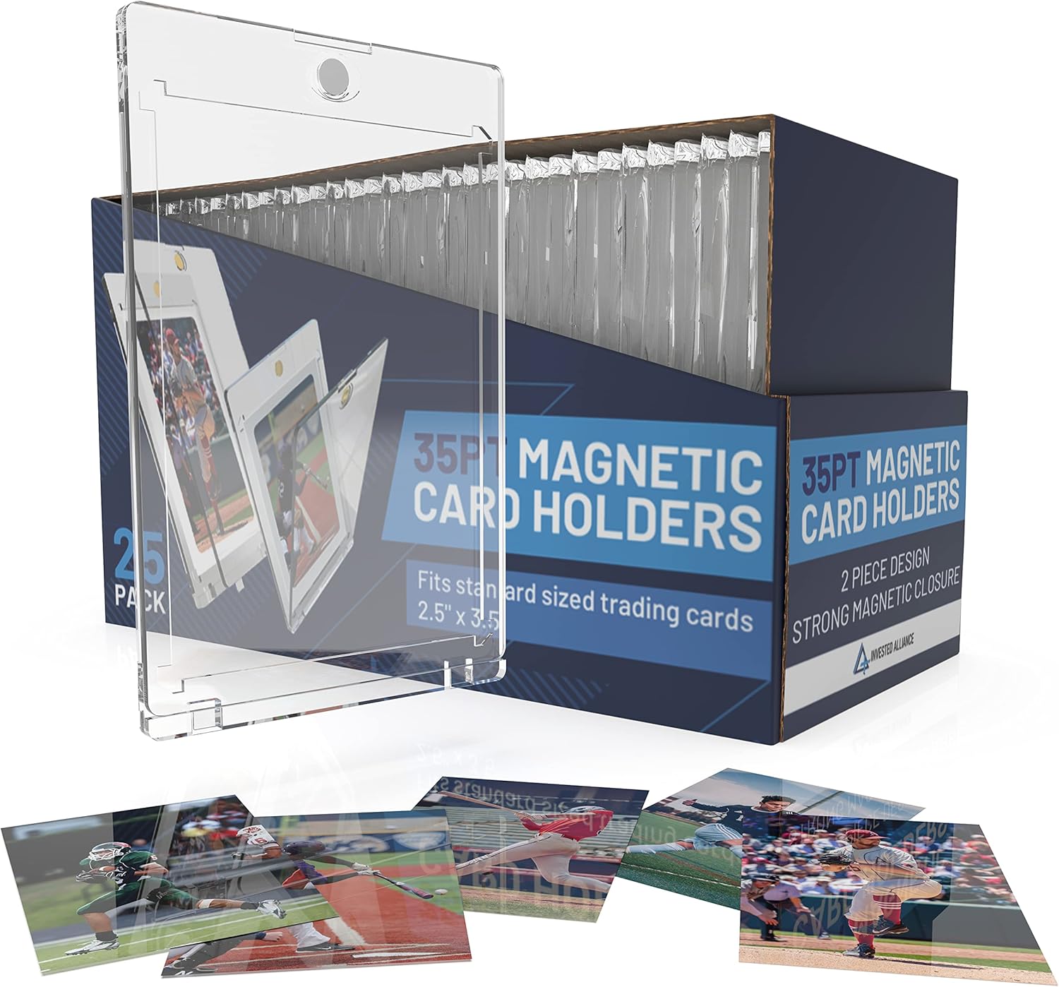 Premium Magnetic Card Holder (25 Pack) | 35PT Magnetic Card Holders for Trading Cards. Pro UV ...