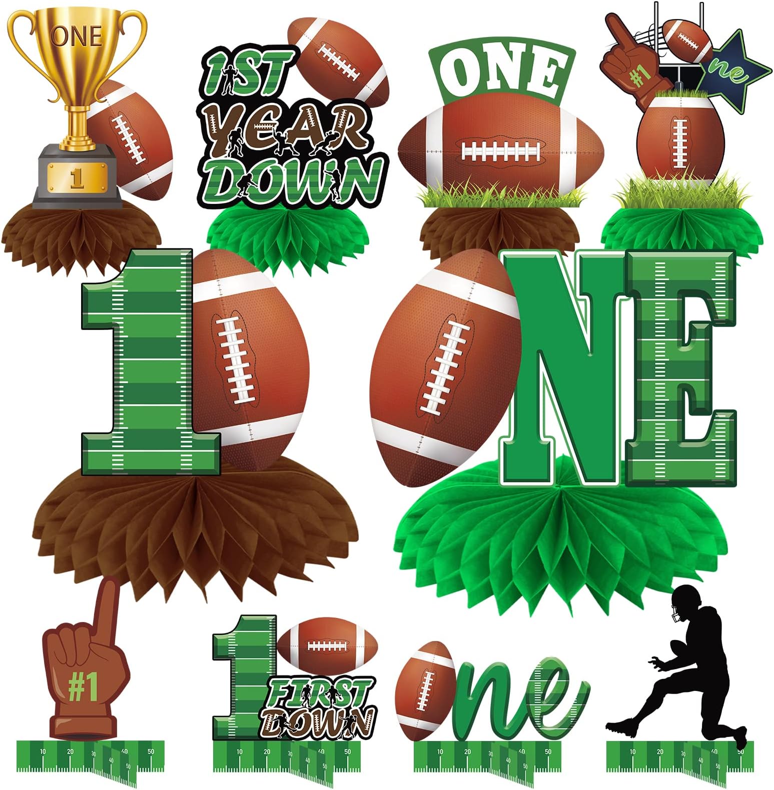 Amazon.com: 10Pcs Football 1st Birthday Decorations Honeycomb ...