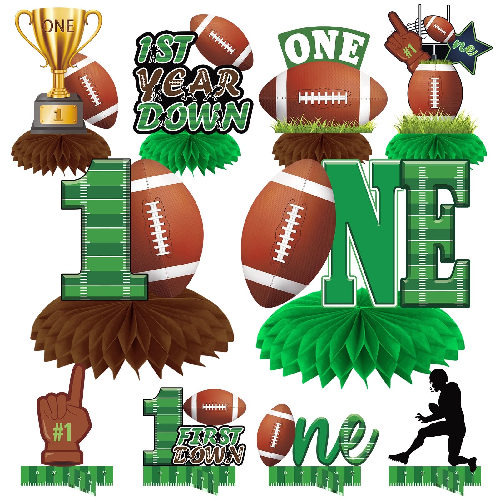 Amazon.com: 10Pcs Football 1st Birthday Decorations Honeycomb ...