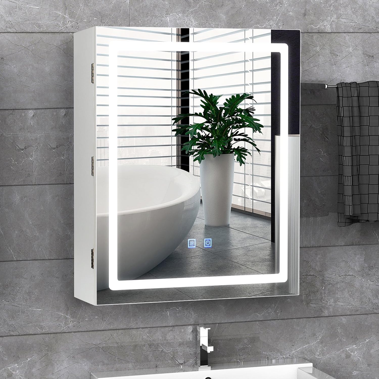 Dictac Medicine Cabinets With Mirror And Led Lights Wall Mounted Bathroom Storage
